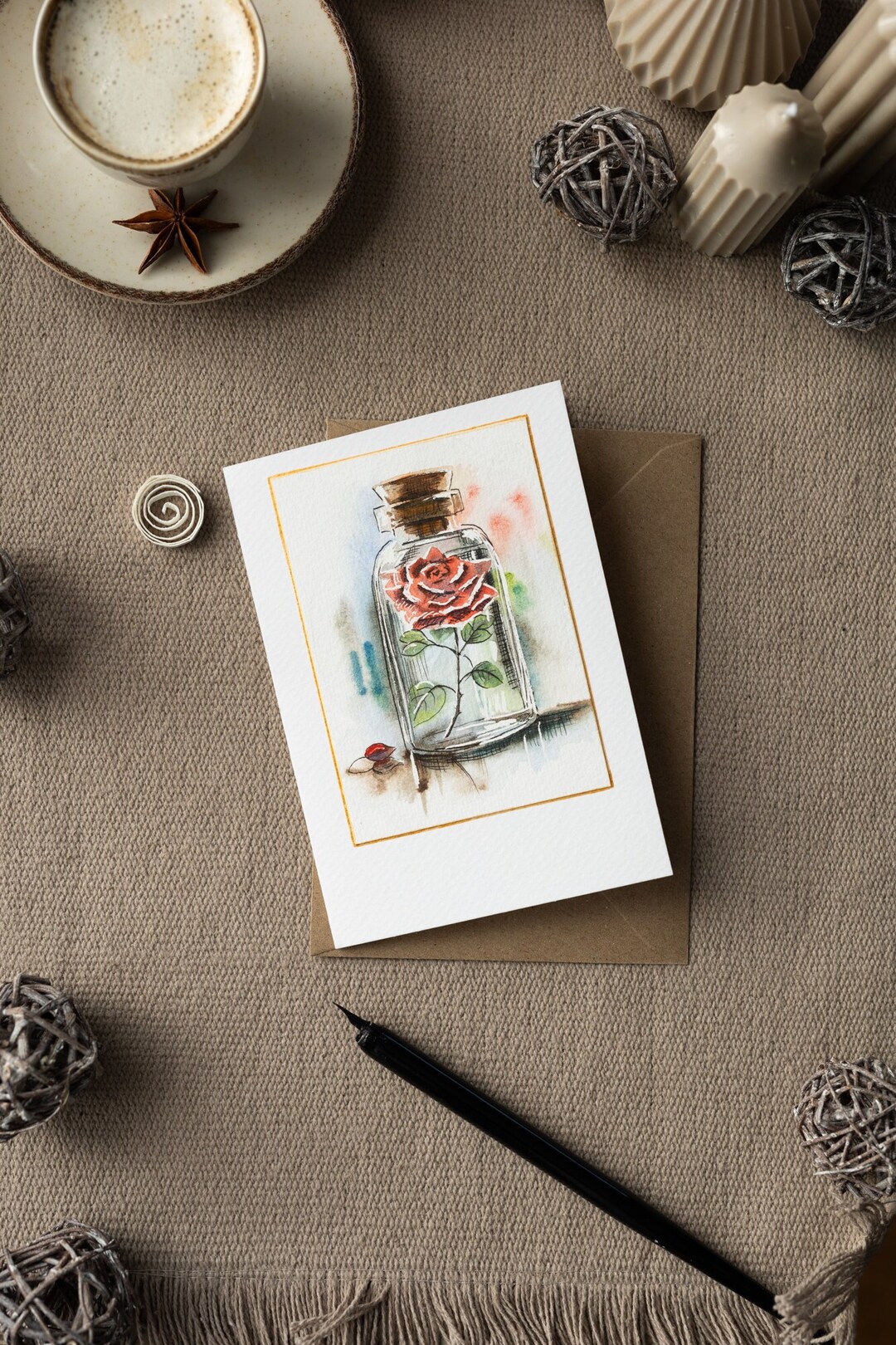 Handmade Watercolor Card, Happy Birthday Gift, Gift for Mother ...