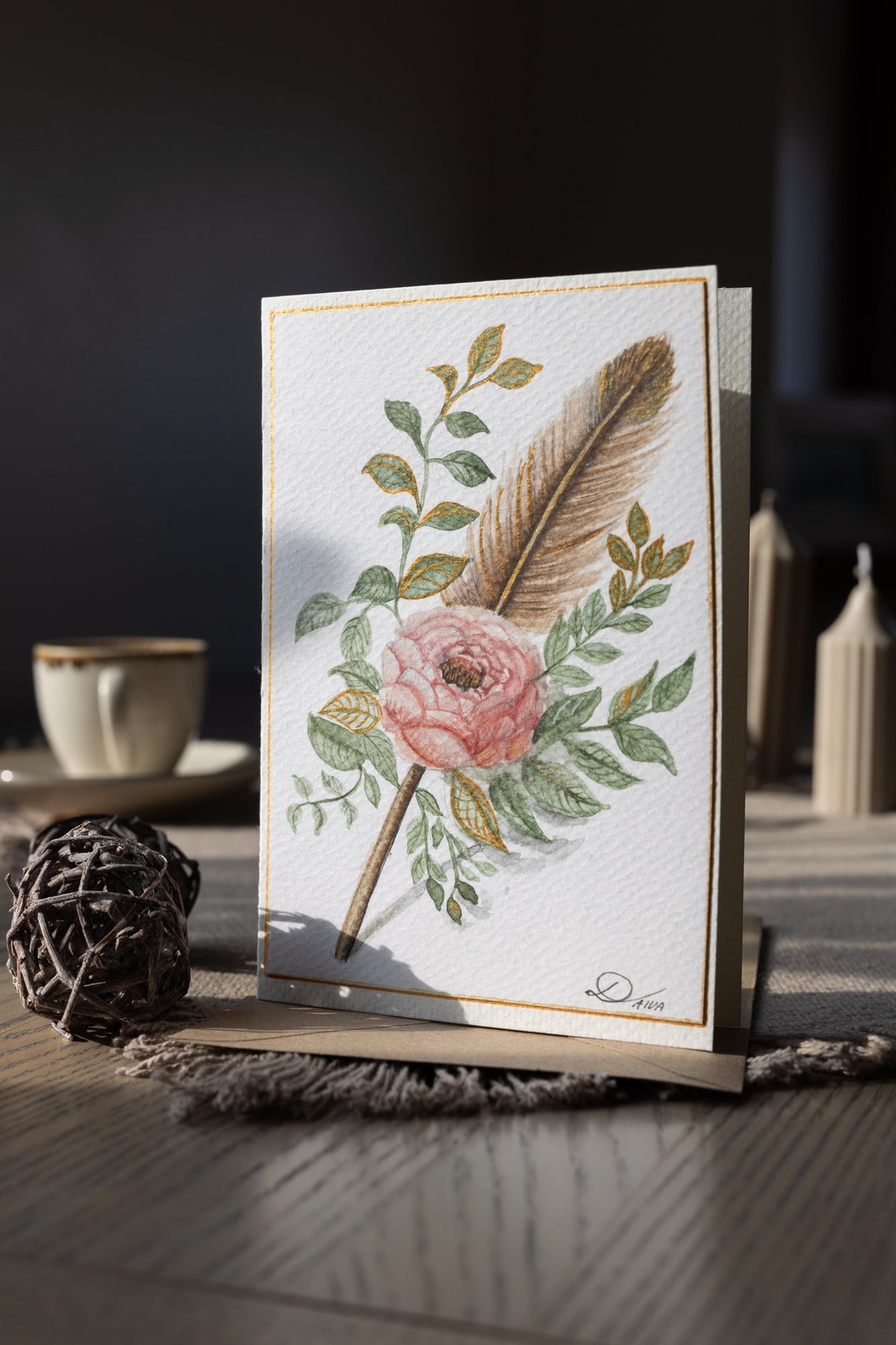 Handmade Watercolour Card, Happy Birthday Gift, Gift for Mother, Thank ...