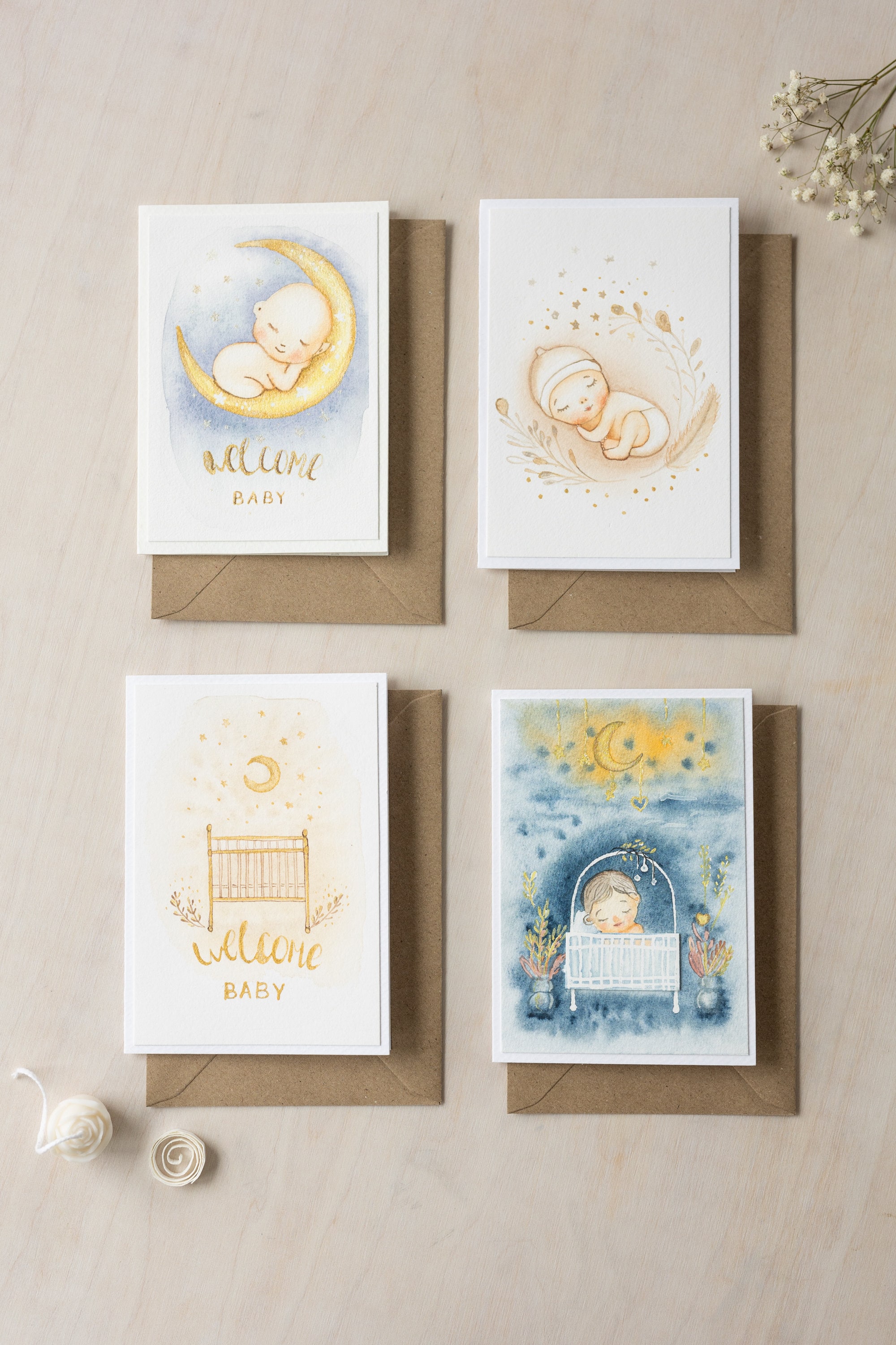 Congrats Pregnancy Handmade Watercolor Greeting Card, Baby Shower ...