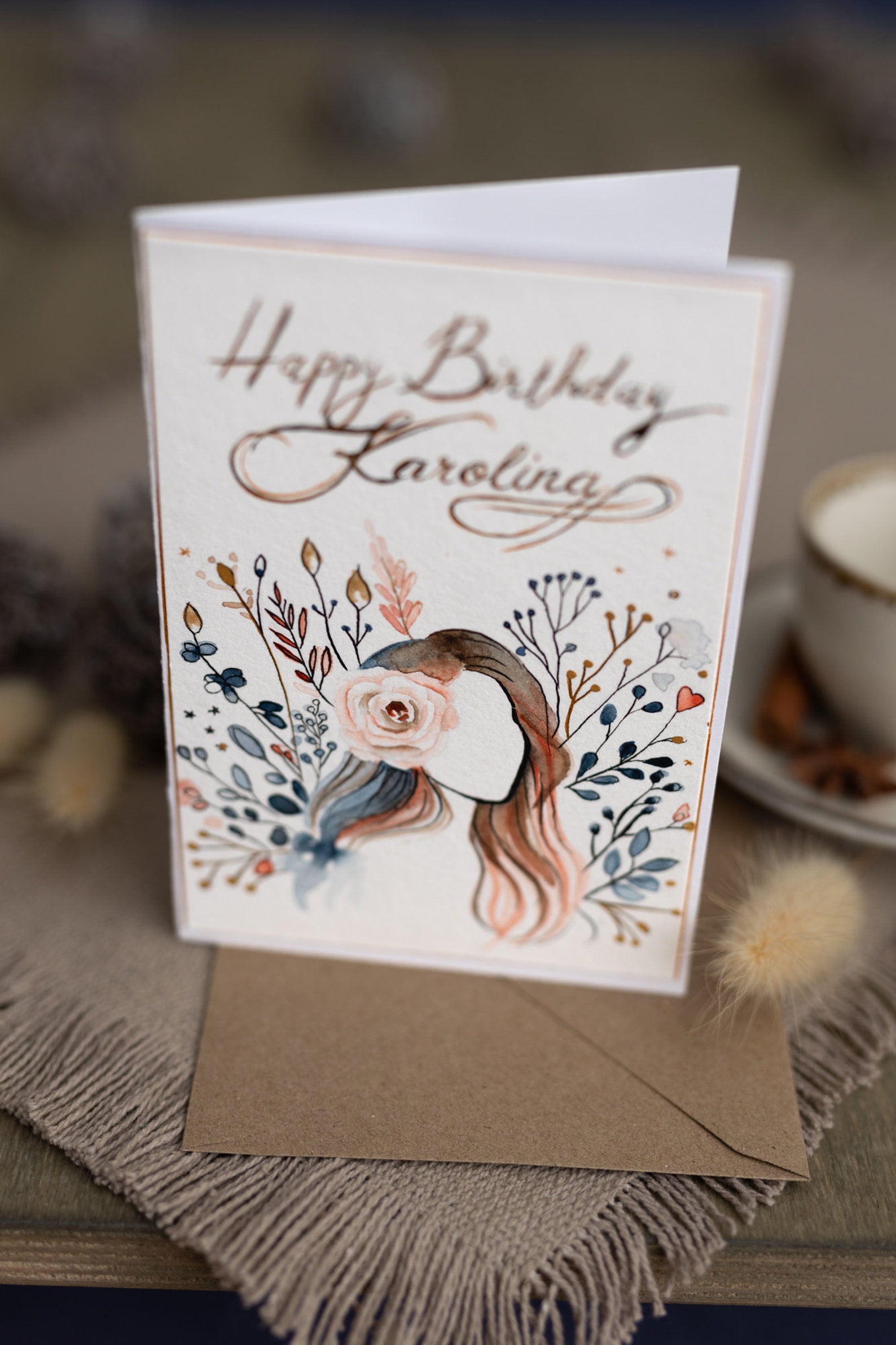 Personalised Birthday Card Handmade Greeting Card With Hand Painted ...