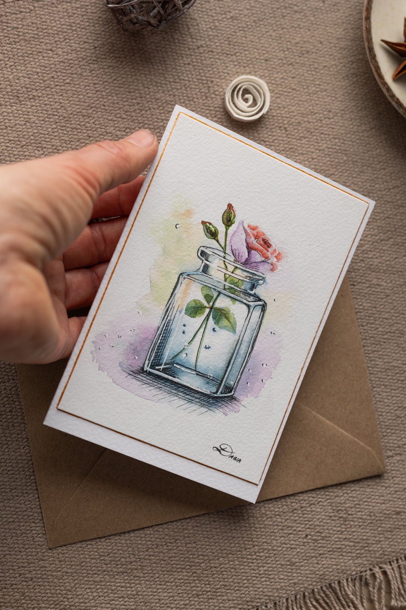 Handmade Watercolour Card, Happy Birthday Gift, Gift for Mother ...