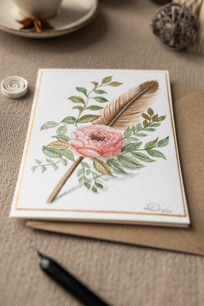 Handmade Watercolour Card, Happy Birthday Gift, Gift for Mother, Thank ...
