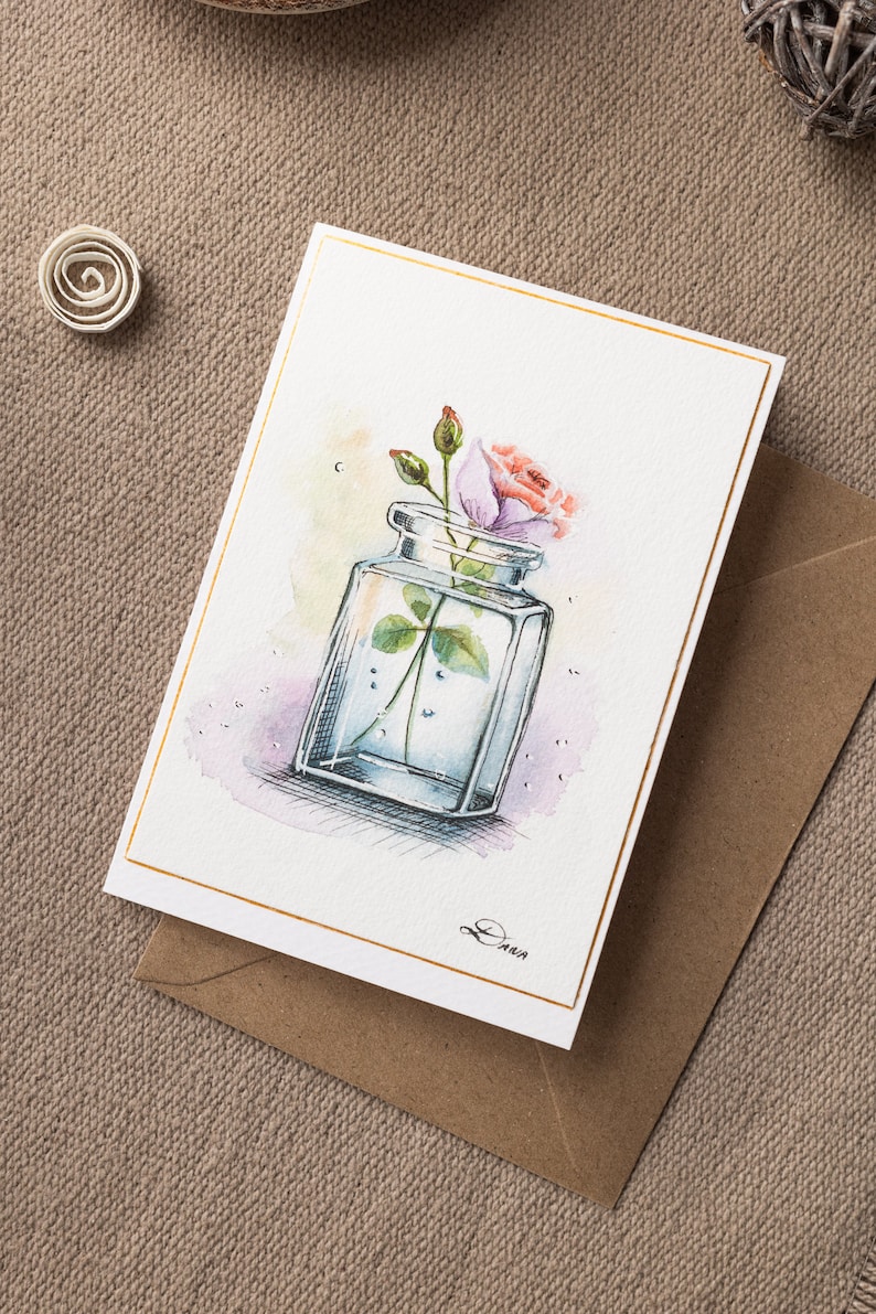 Handmade Watercolour Card, Happy Birthday Gift, Gift for Mother ...