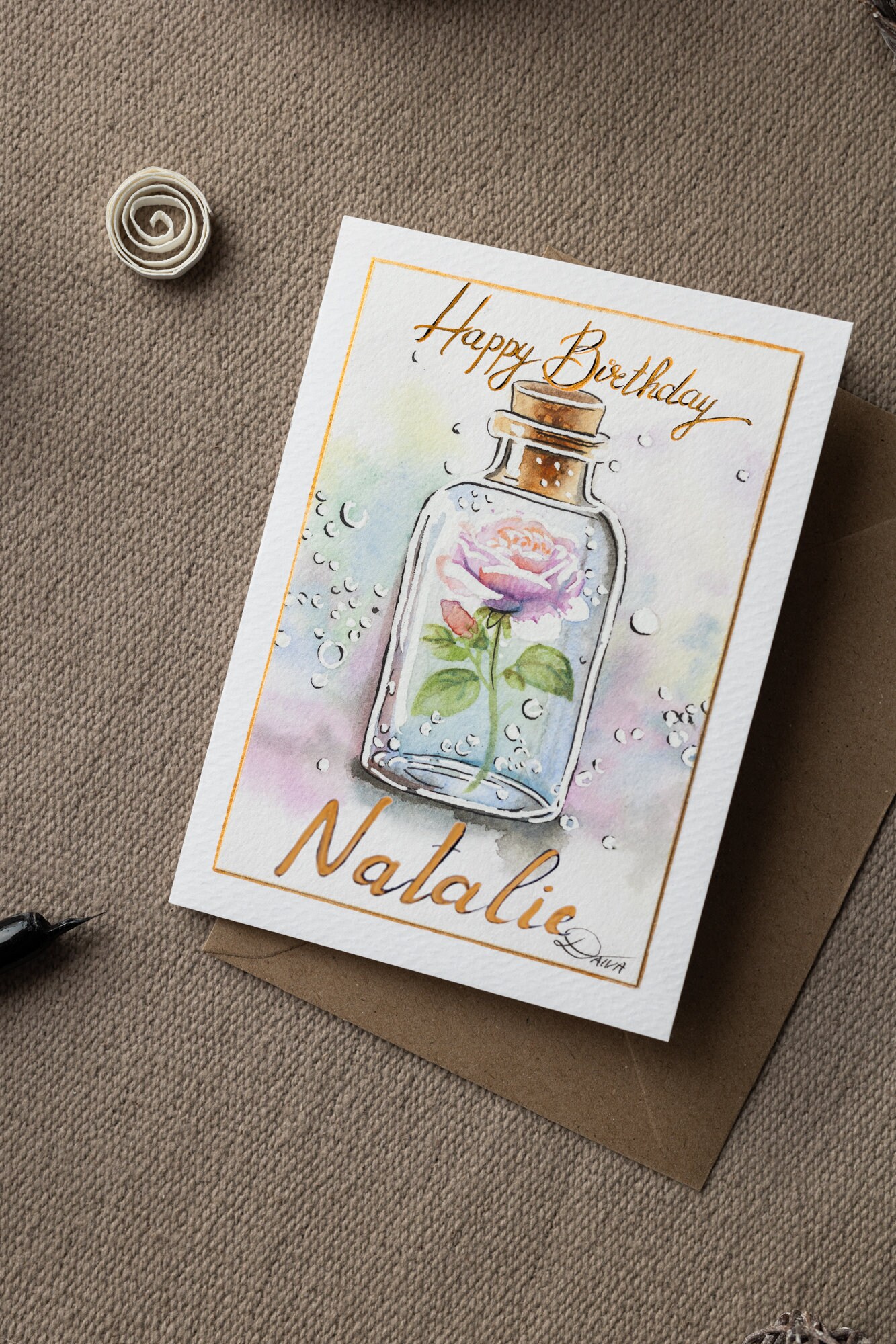 Handmade Watercolour Card, Happy Birthday Gift, Gift for Mother ...