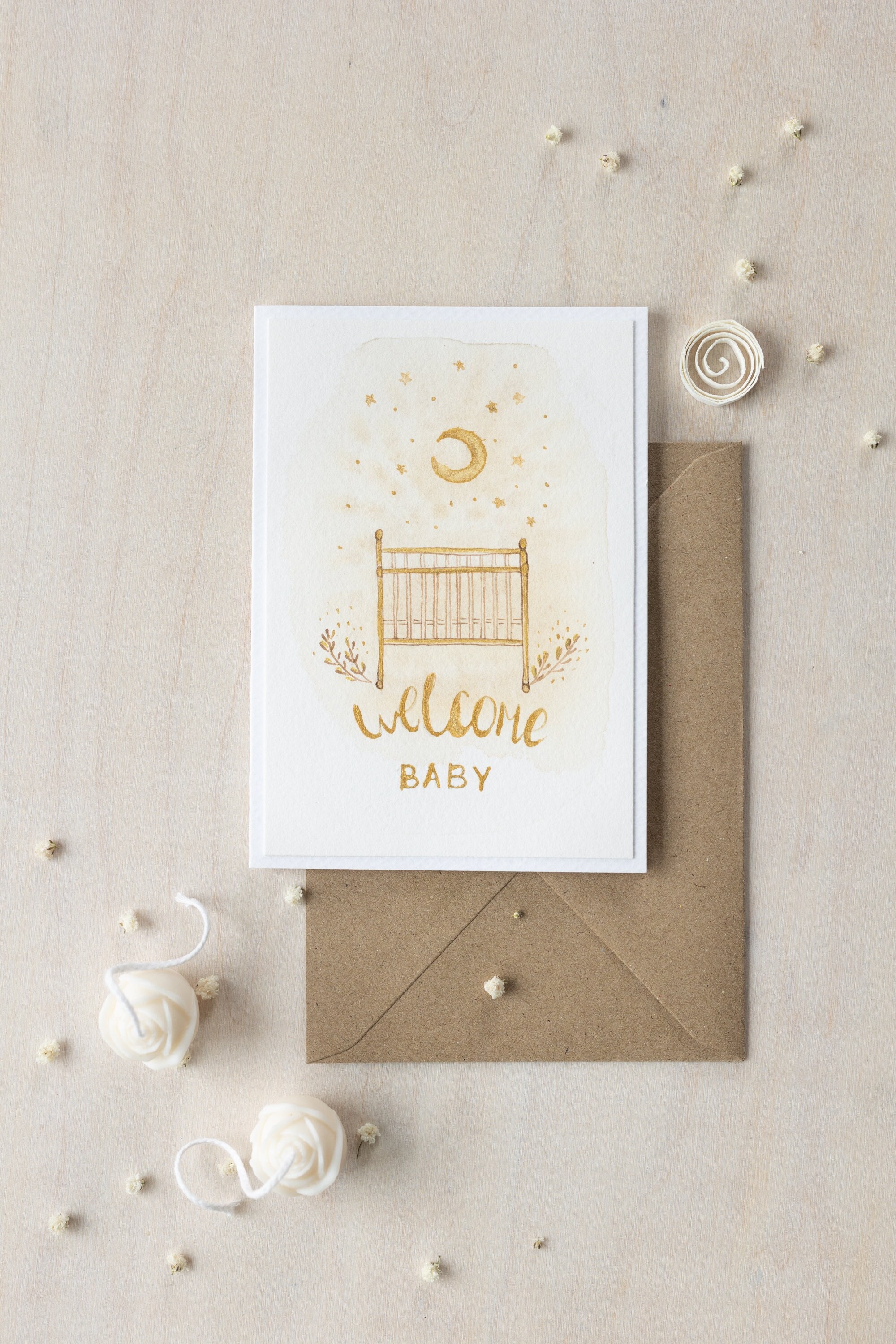 Congrats Pregnancy Handmade Watercolor Greeting Card, Baby Shower ...