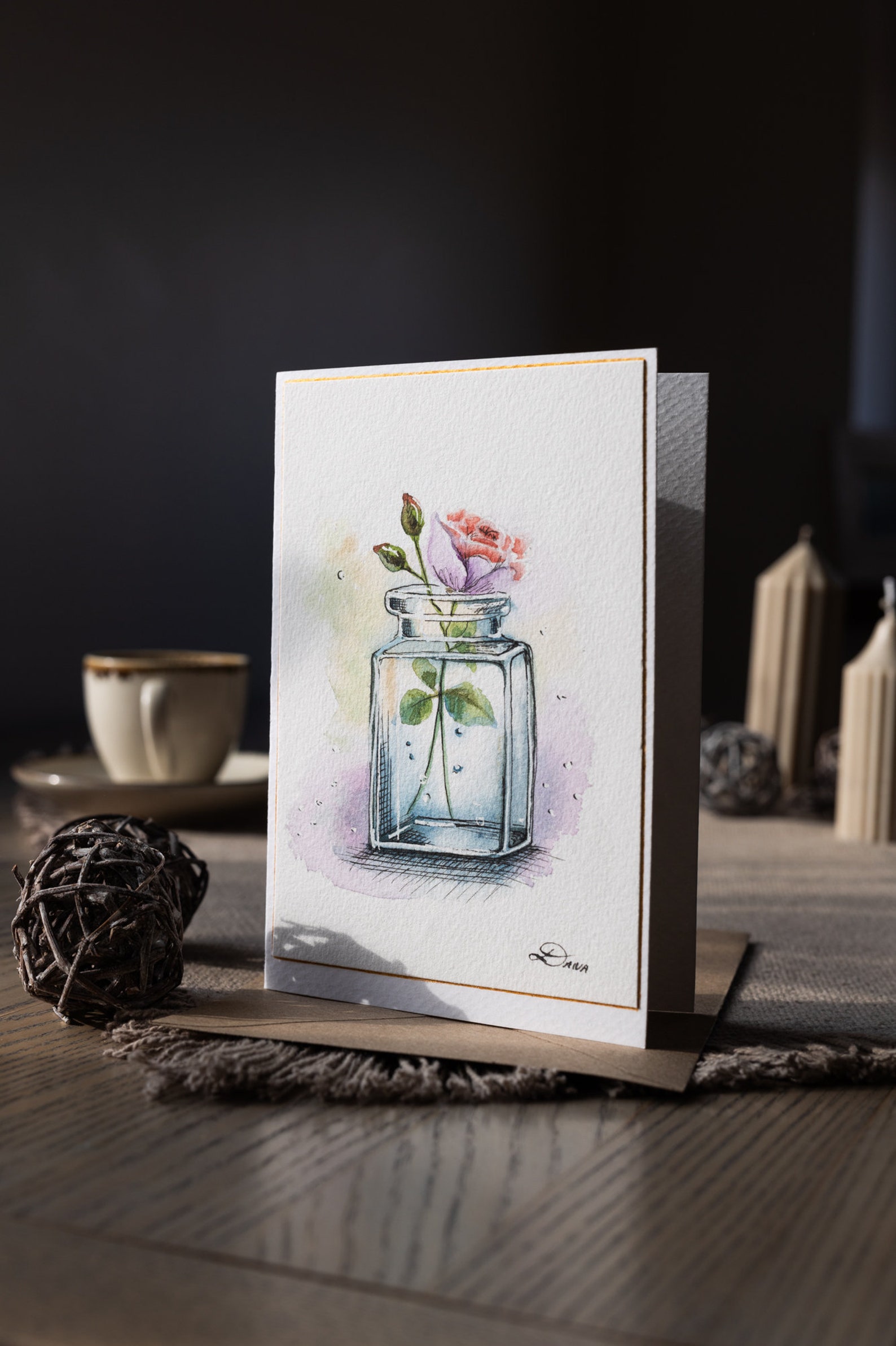 Handmade Watercolour Card, Happy Birthday Gift, Gift for Mother ...