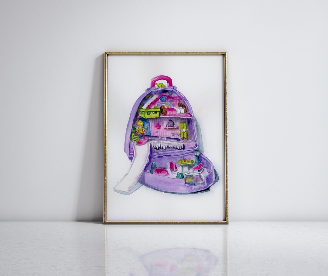 Polly Pocket Watercolor Art Print – Retro Toy Wall Art in Purple – 90s ...
