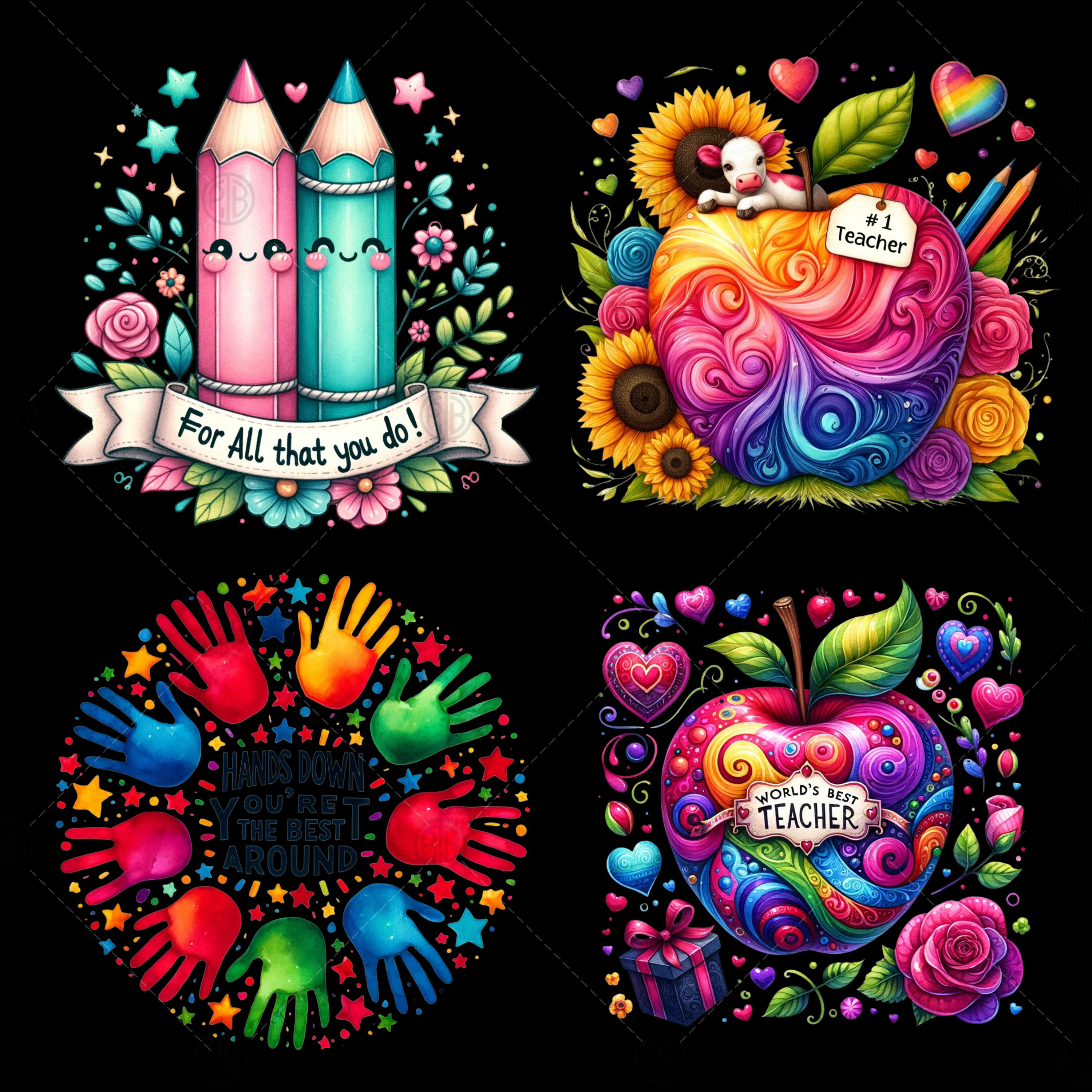 Watercolor Teacher Appreciation PNG, School Clip Art, Education Clipart ...