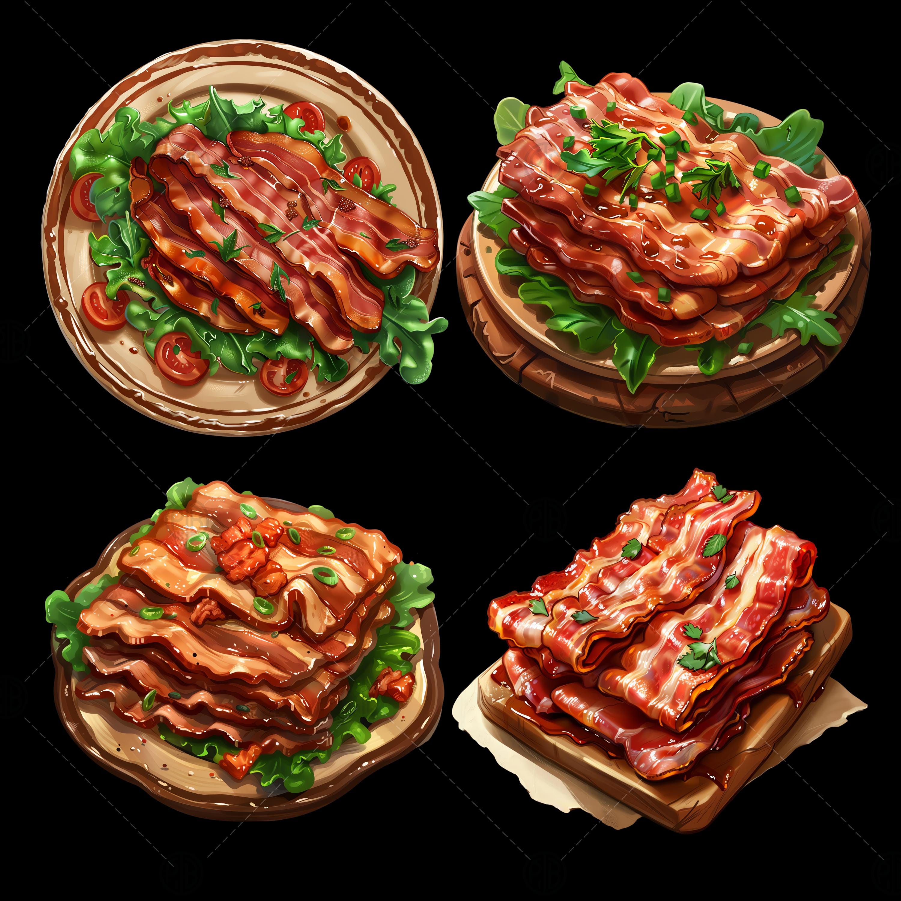 Watercolor Delicious Bacon PNG, Food Clip Art, Breakfast Clipart ...