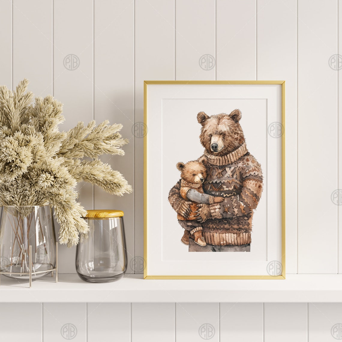 Watercolor Father Bear PNG, Father's Day Clipart, Heartwarming Papa ...