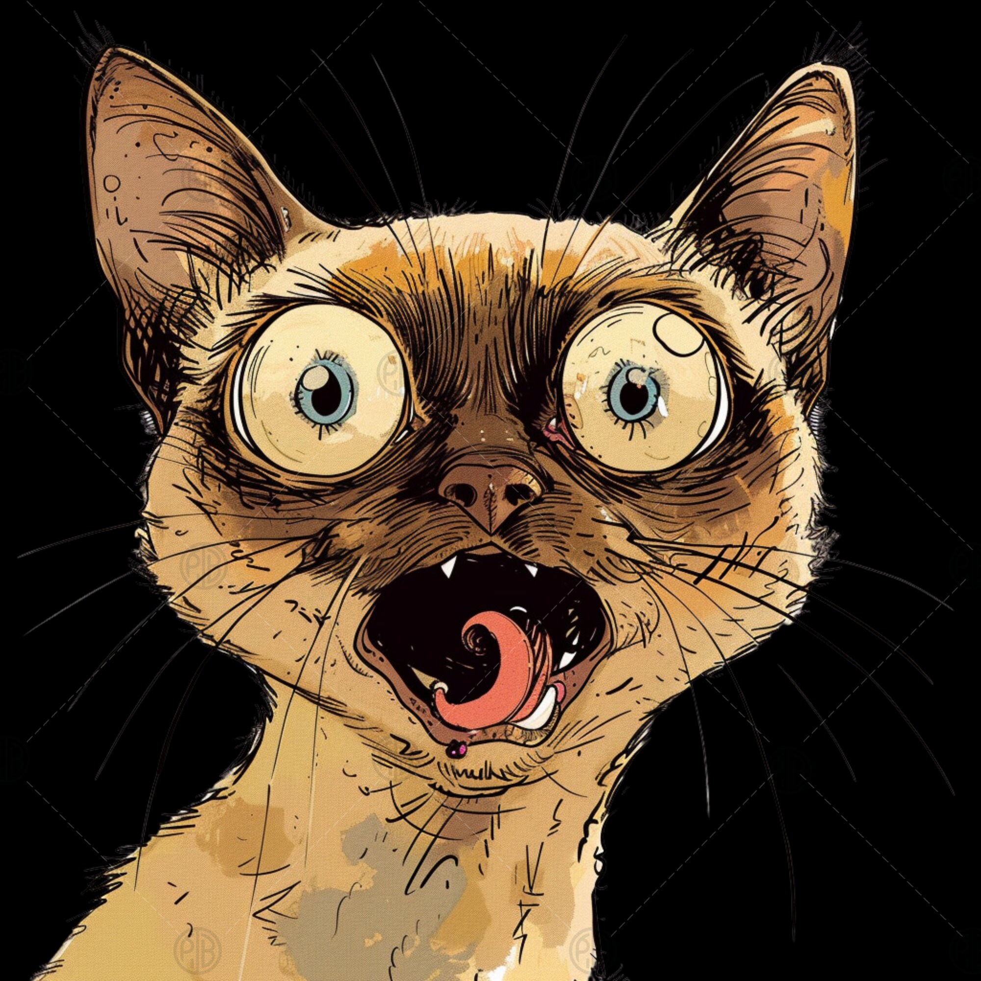 Watercolor Quirky Cartoon Cat Breed PNG, Cute Fluffy Feline Clip Art ...