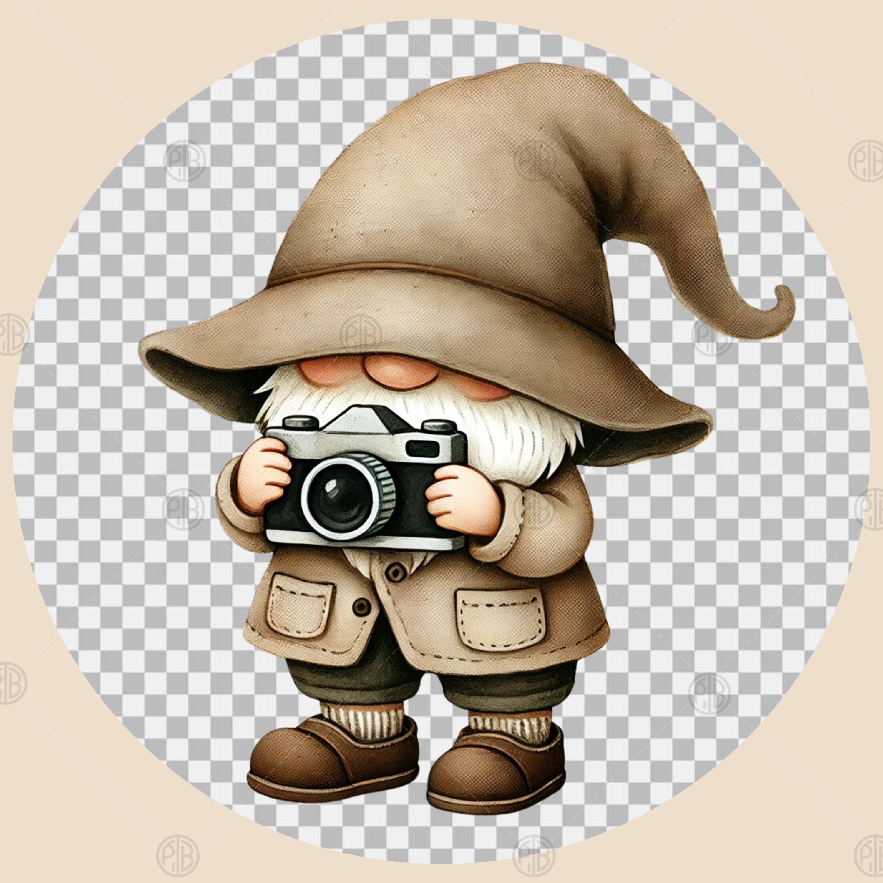 Watercolor Cute Gnome Photographer PNG, Camera Gnomes Clip Art ...