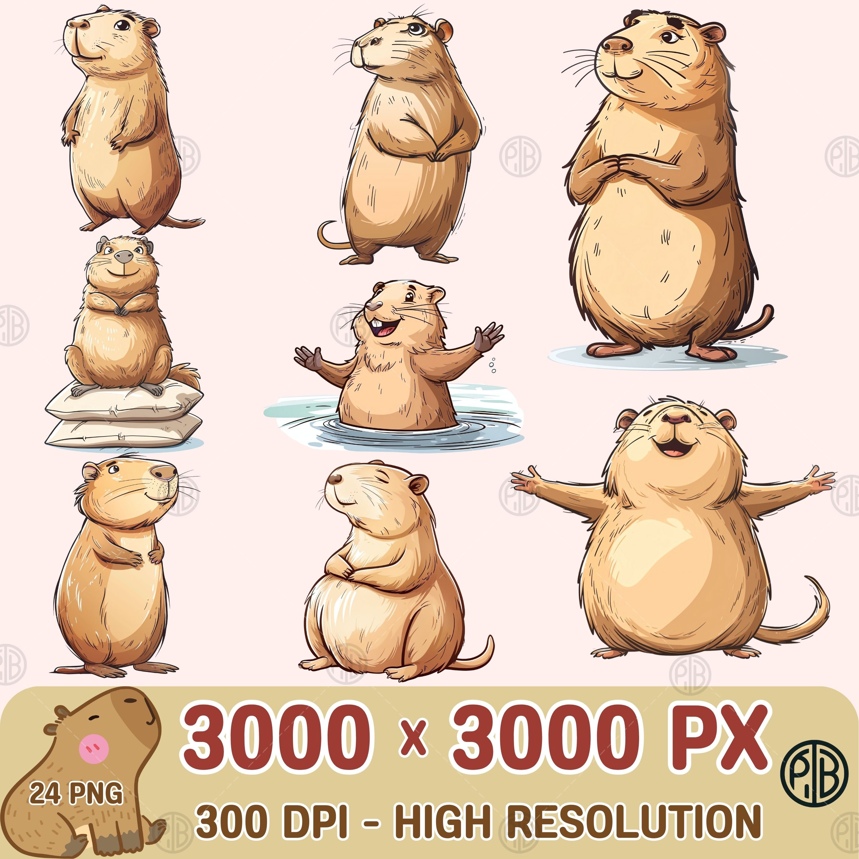 Watercolor Quirky Capybara PNG, Whimsical Animal Clip Art, Jungle ...