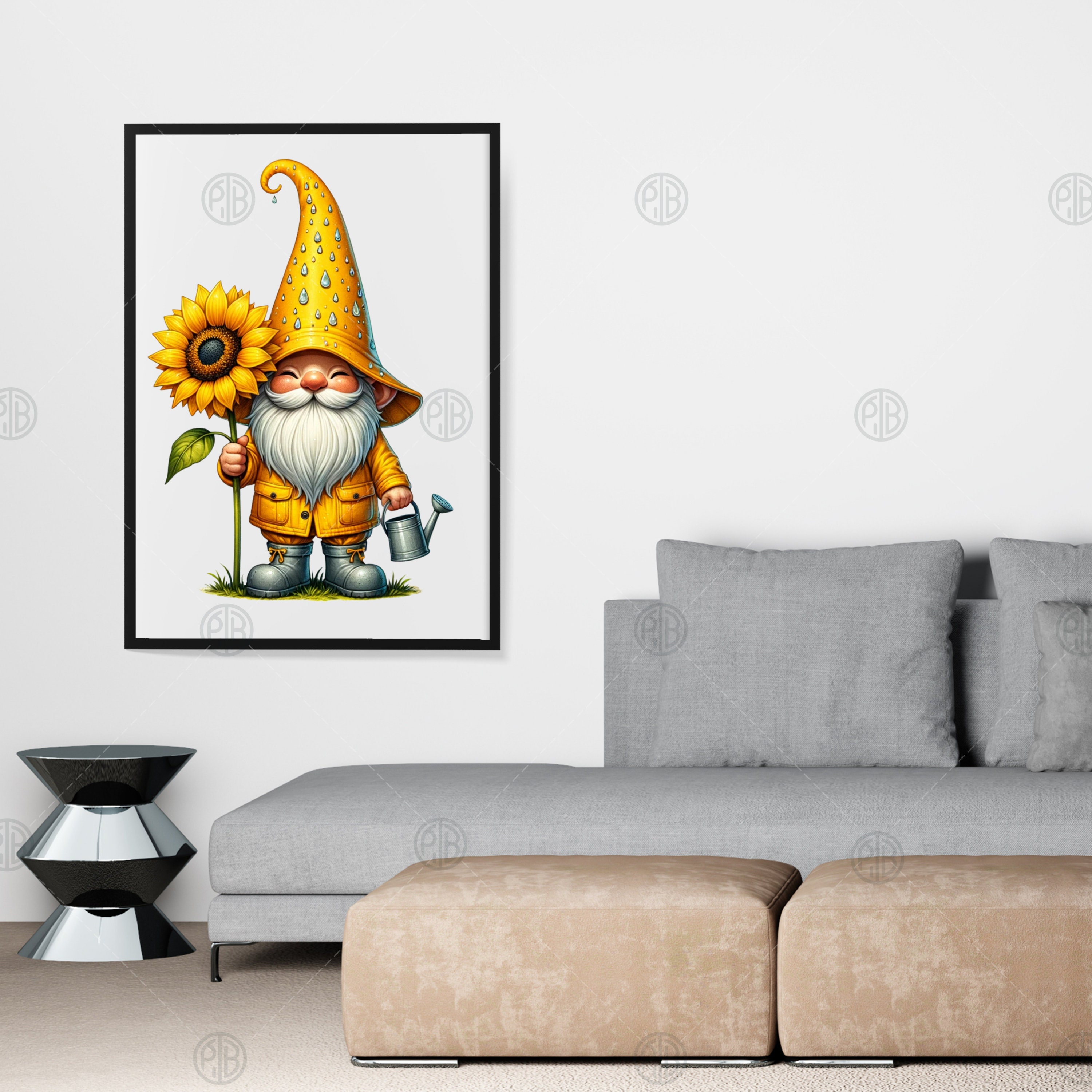 Watercolor Sunflower Gnome Clipart, Cute Sunflowers Gnomes PNG, Spring ...