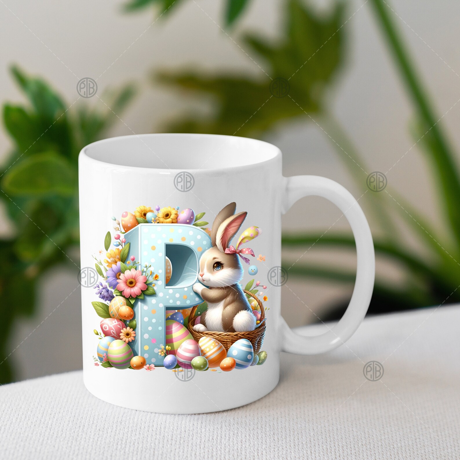 Watercolor Alphabet & Number Cute Rabbit Easter Egg Clipart, Nursery ...