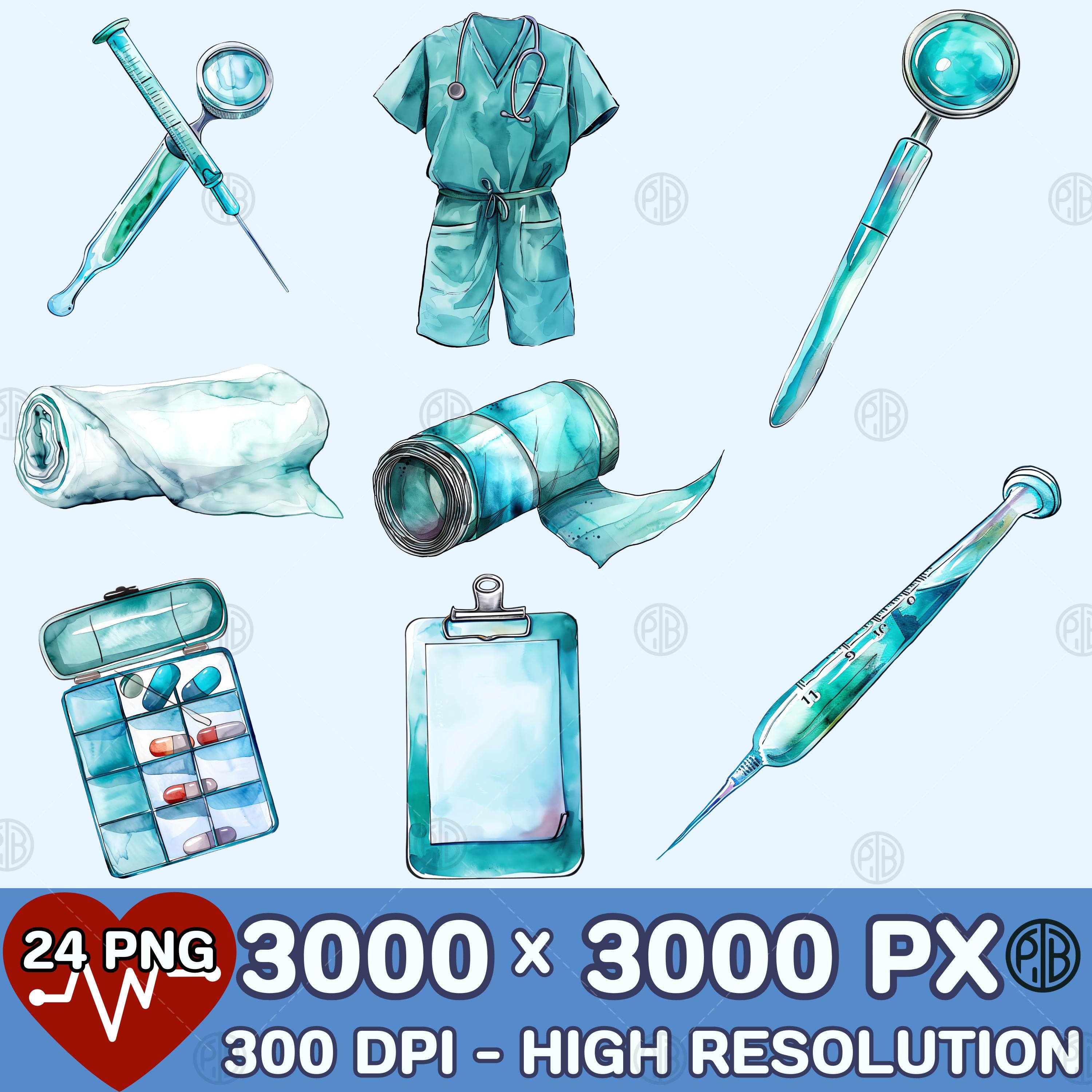 Watercolor Medical PNG, Healthcare Clip Art, Nurse Doctor Tools Clipart ...