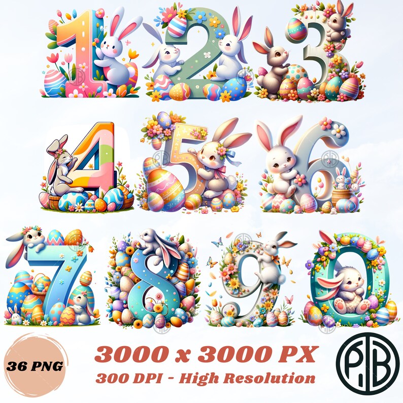Watercolor Alphabet & Number Cute Rabbit Easter Egg Clipart, Nursery ...
