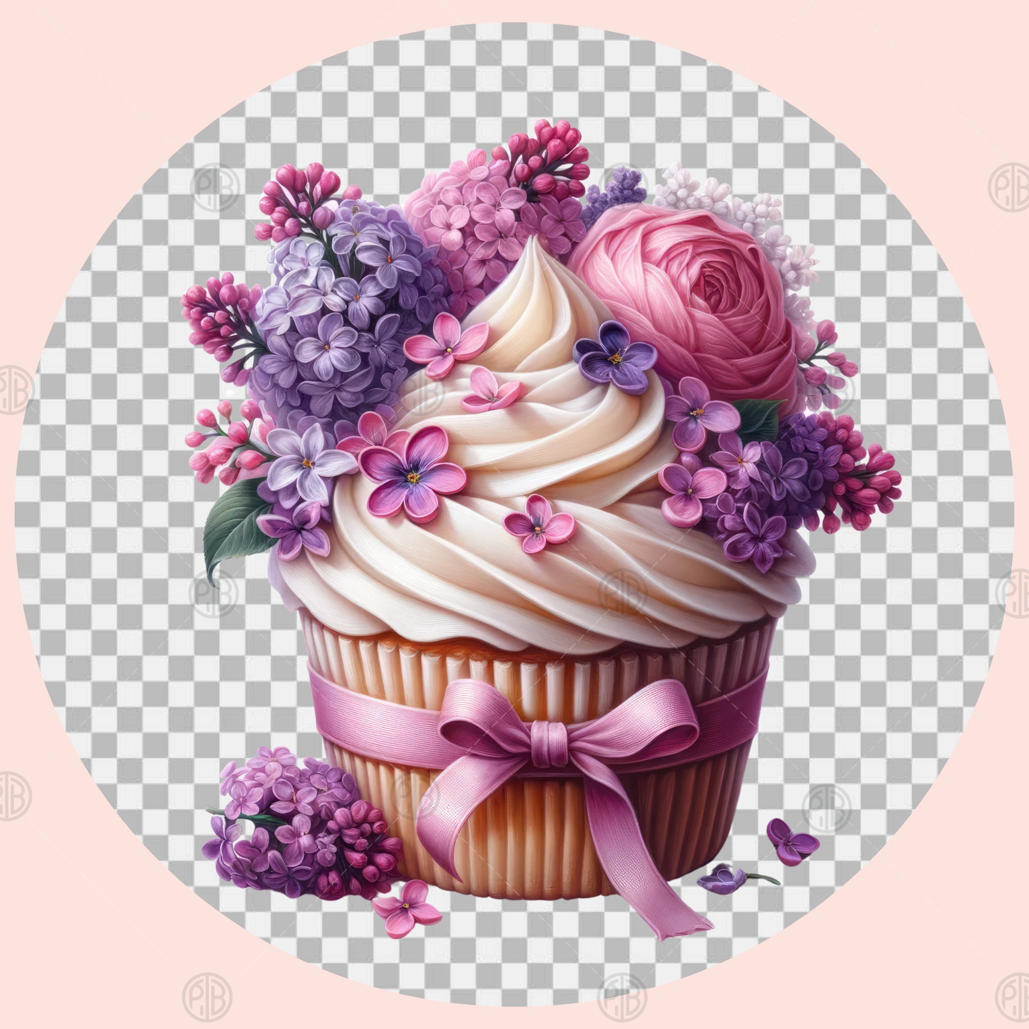 Watercolor Flowers Cupcake PNG, Sweets Clip Art Portrait, Treats ...