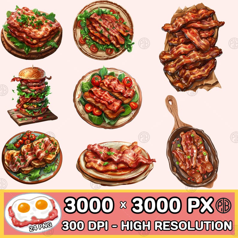 Watercolor Delicious Bacon PNG, Food Clip Art, Breakfast Clipart ...