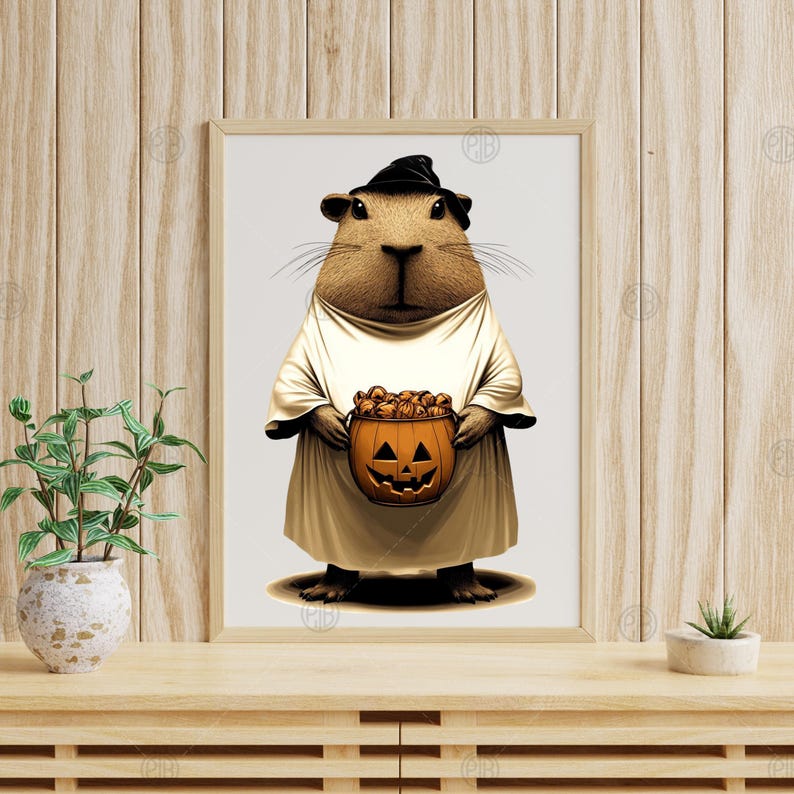 Watercolor Capybara Ghost Halloween PNG, Funny Autumn Clip Art, Cute ...