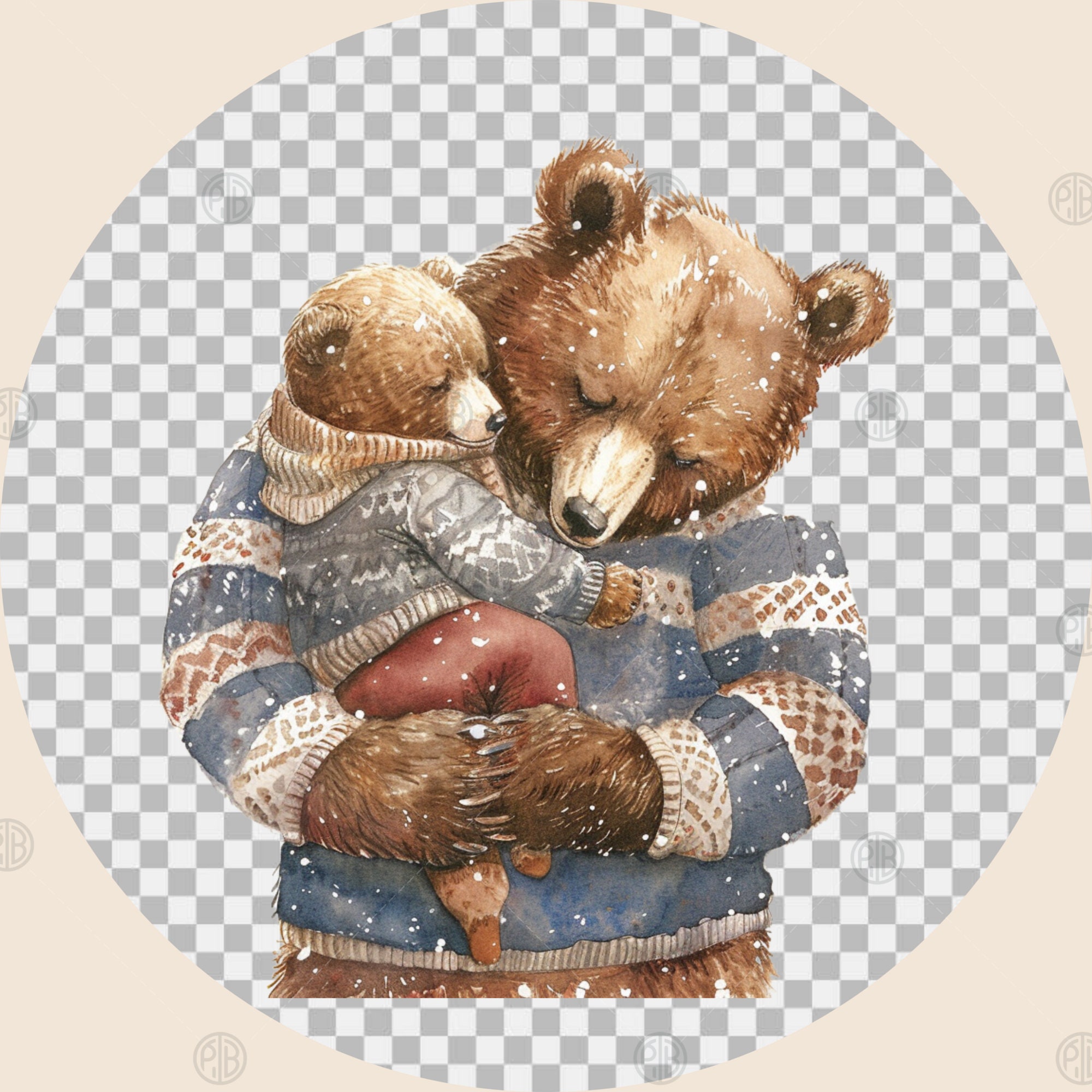 Watercolor Father Bear PNG, Father's Day Clipart, Heartwarming Papa ...