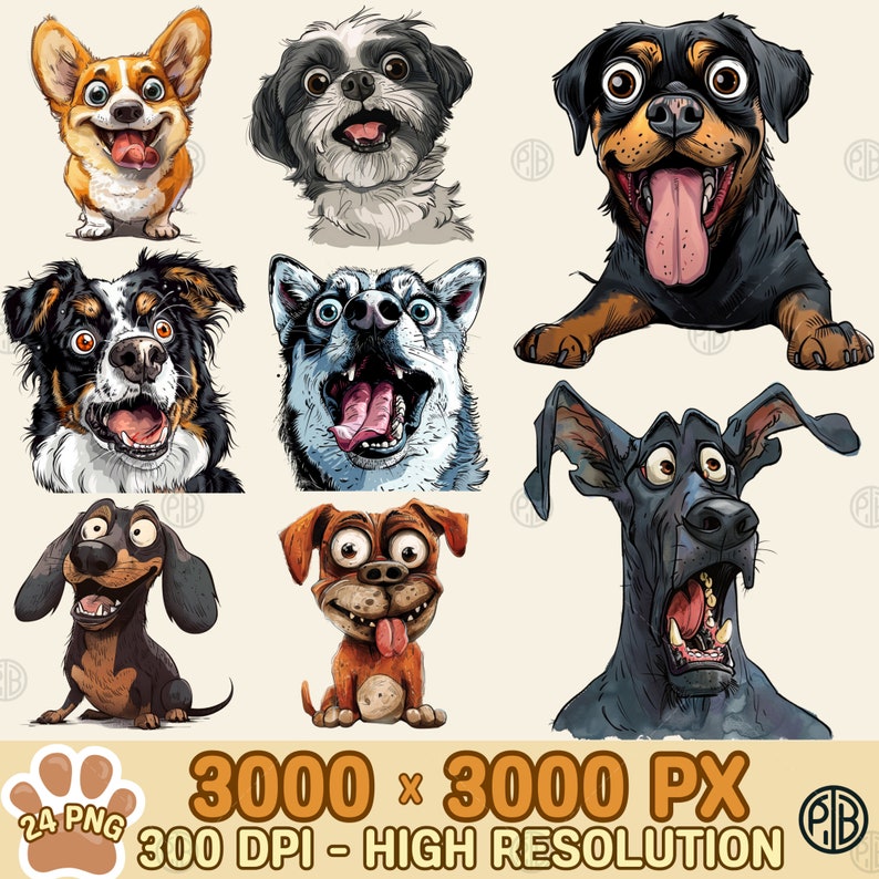 Watercolor Quirky Cartoon Dog Breed PNG, Cute Canine Puppy Clip Art ...
