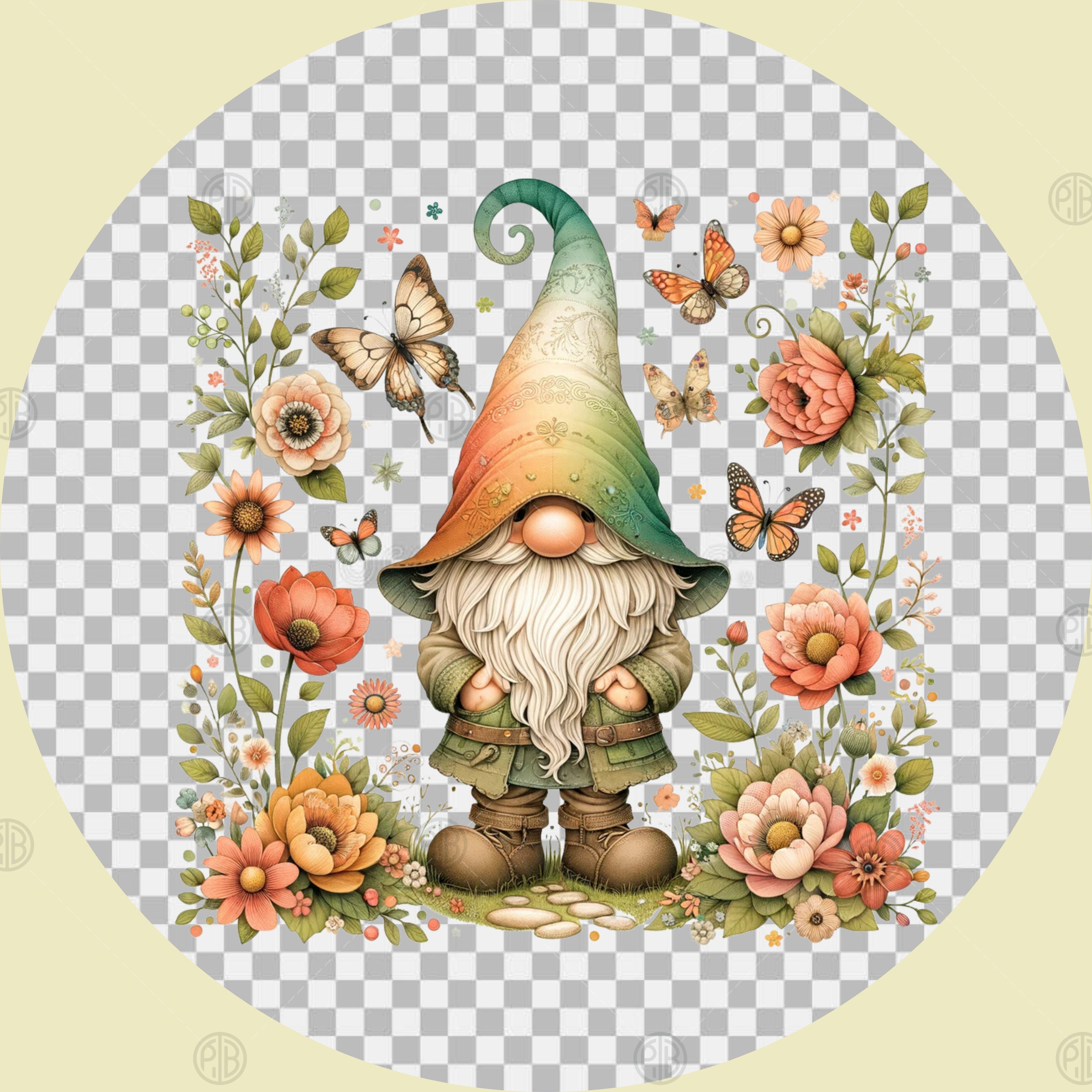 Watercolor Garden Gnome Clipart, Cute Gnomes With Butterfly & Flowers ...