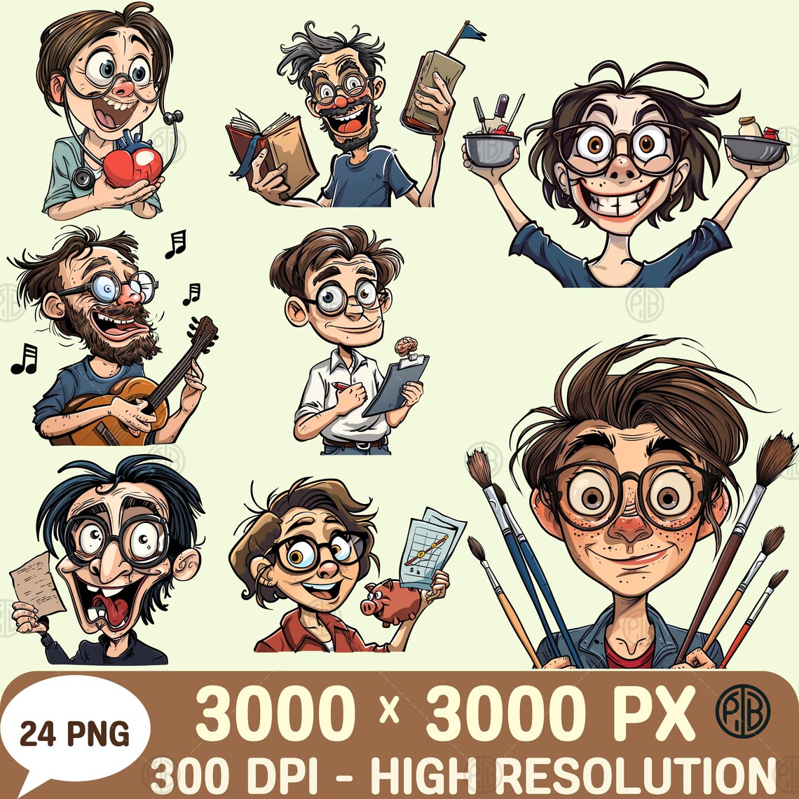 Watercolor Funny Teacher PNG, Cute Clip Art, Whimsical Teacher Week ...