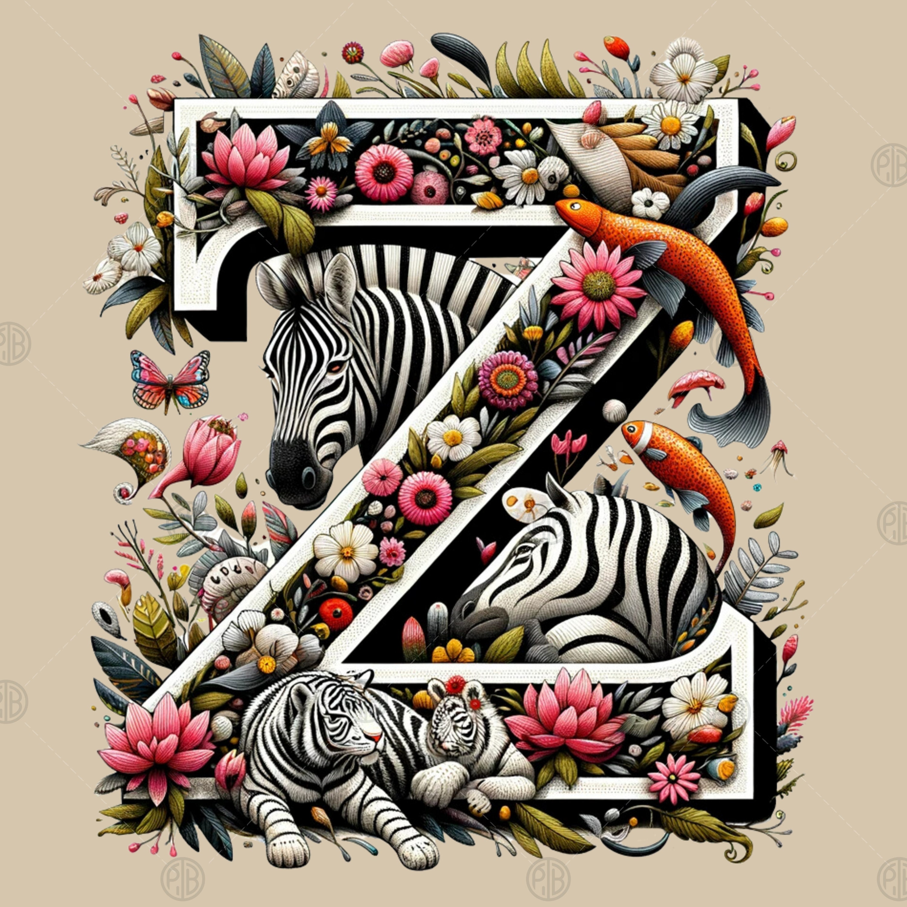 Watercolor Alphabet & Number Wild Animals Clipart, Safari Animal Forest ...