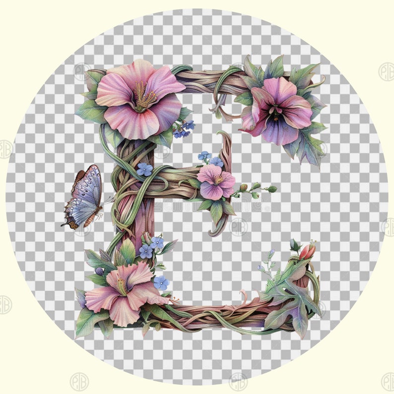Watercolor Wildflower Floral Alphabet & Number PNG, Flower Clip Art ...
