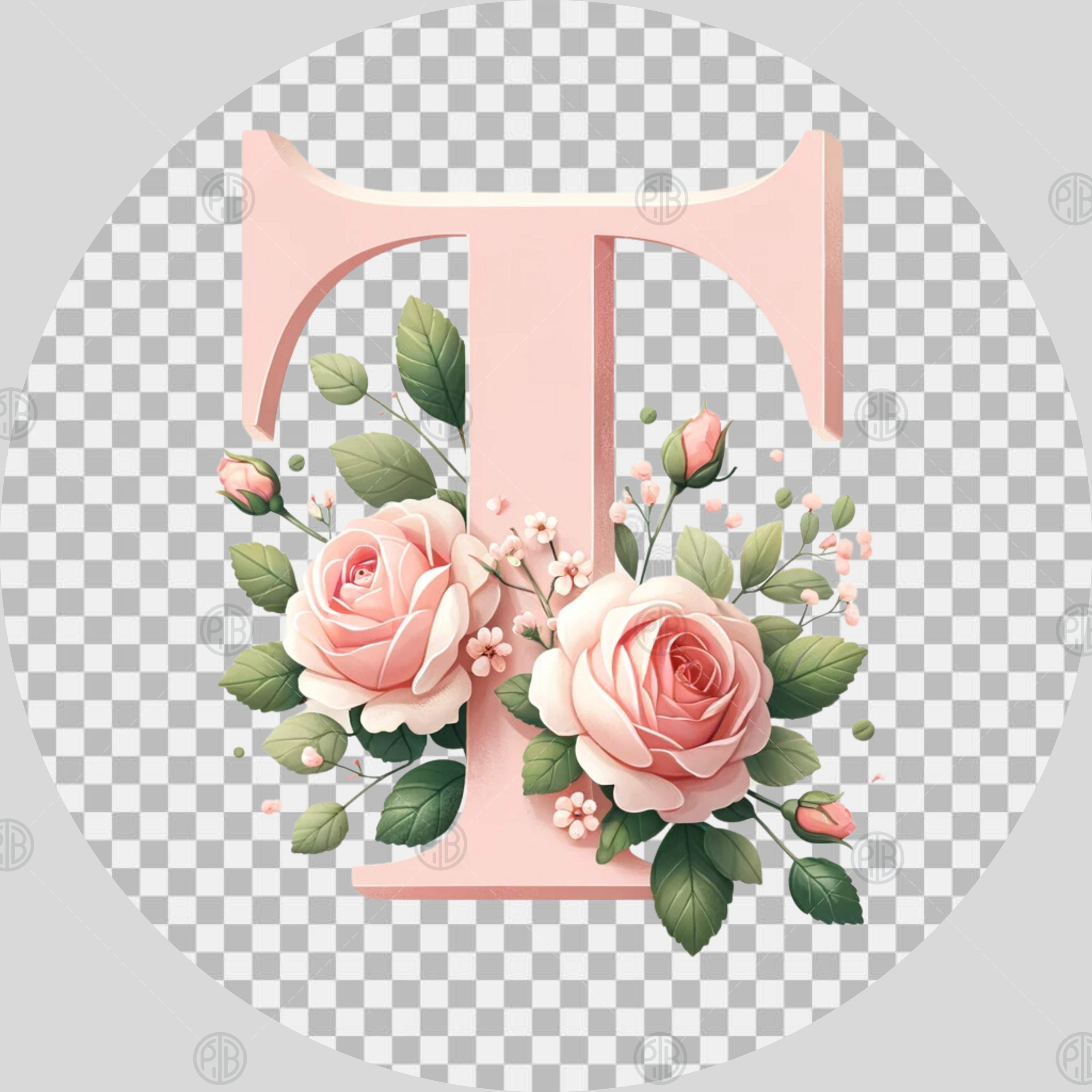 Watercolor Alphabet & Number Soft Pink Rose Clipart, Cute Floral ABC ...