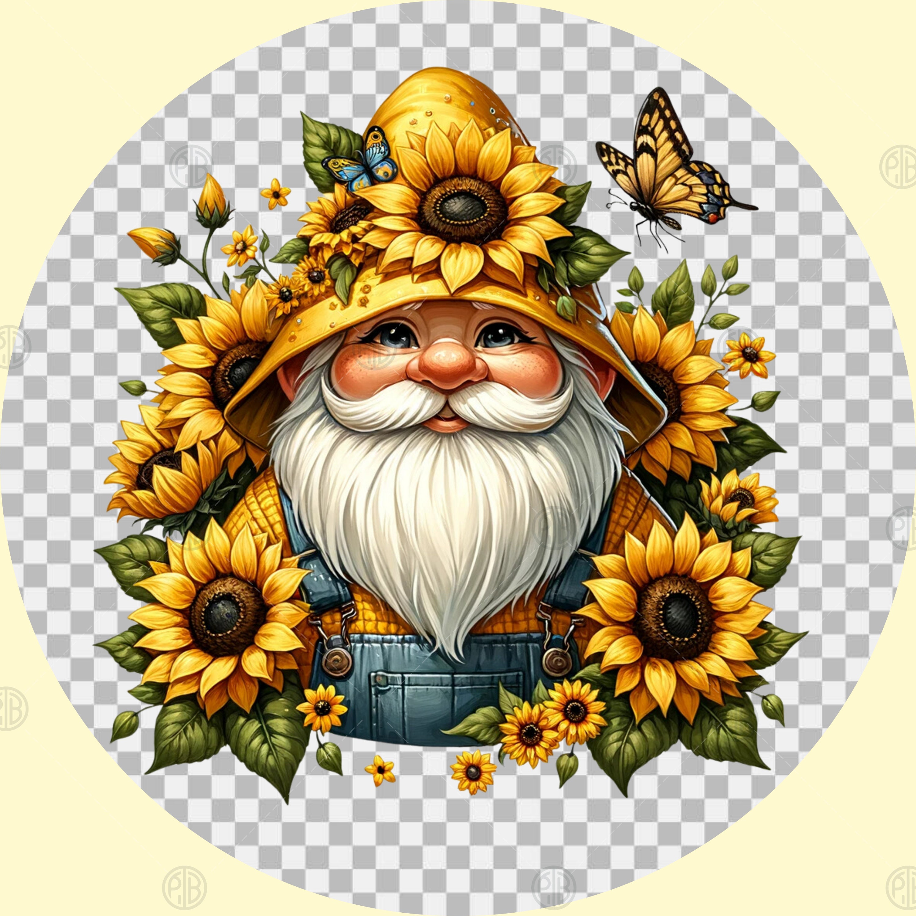 Watercolor Sunflower Gnome Clipart, Cute Sunflowers Gnomes PNG, Spring ...