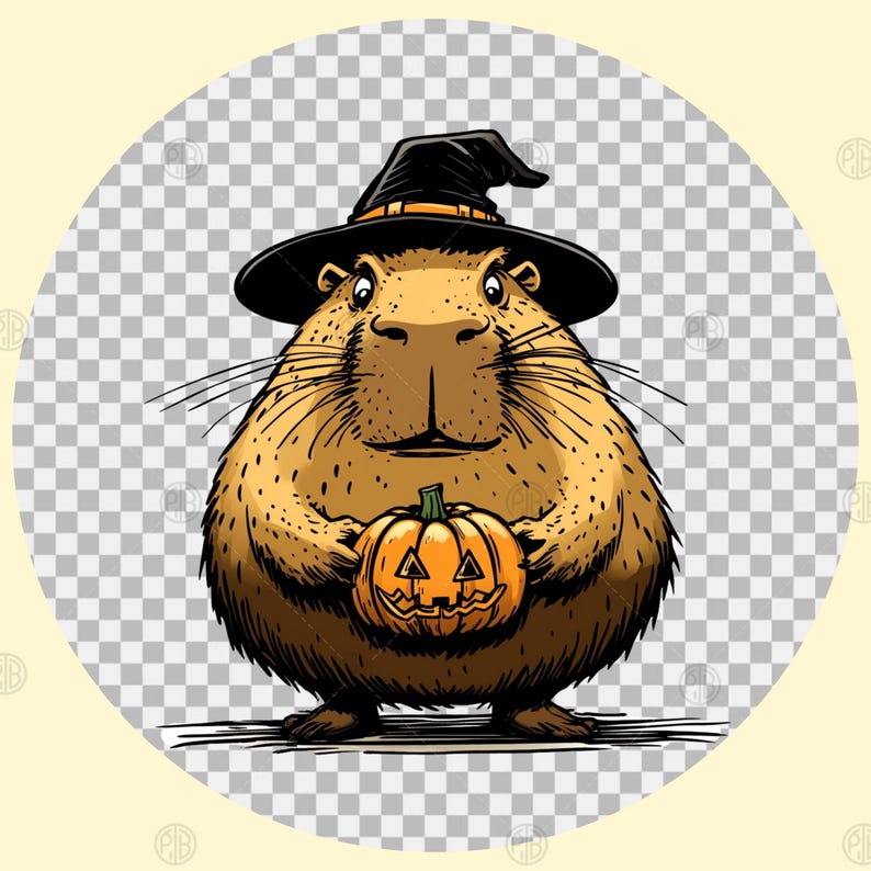 Watercolor Capybara Ghost Halloween PNG, Funny Autumn Clip Art, Cute ...