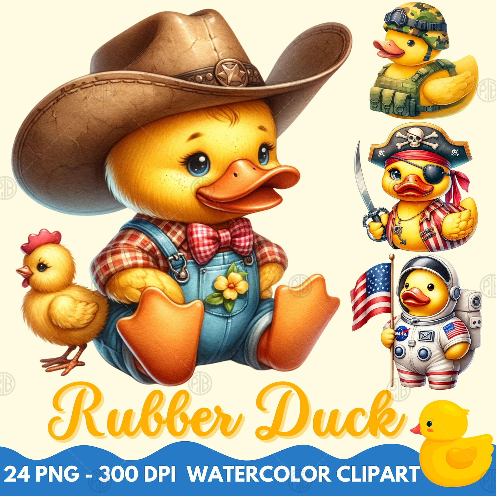 Watercolor Rubber Duck PNG, Yellow Ducks Clip Art, Cute Bath Toy ...