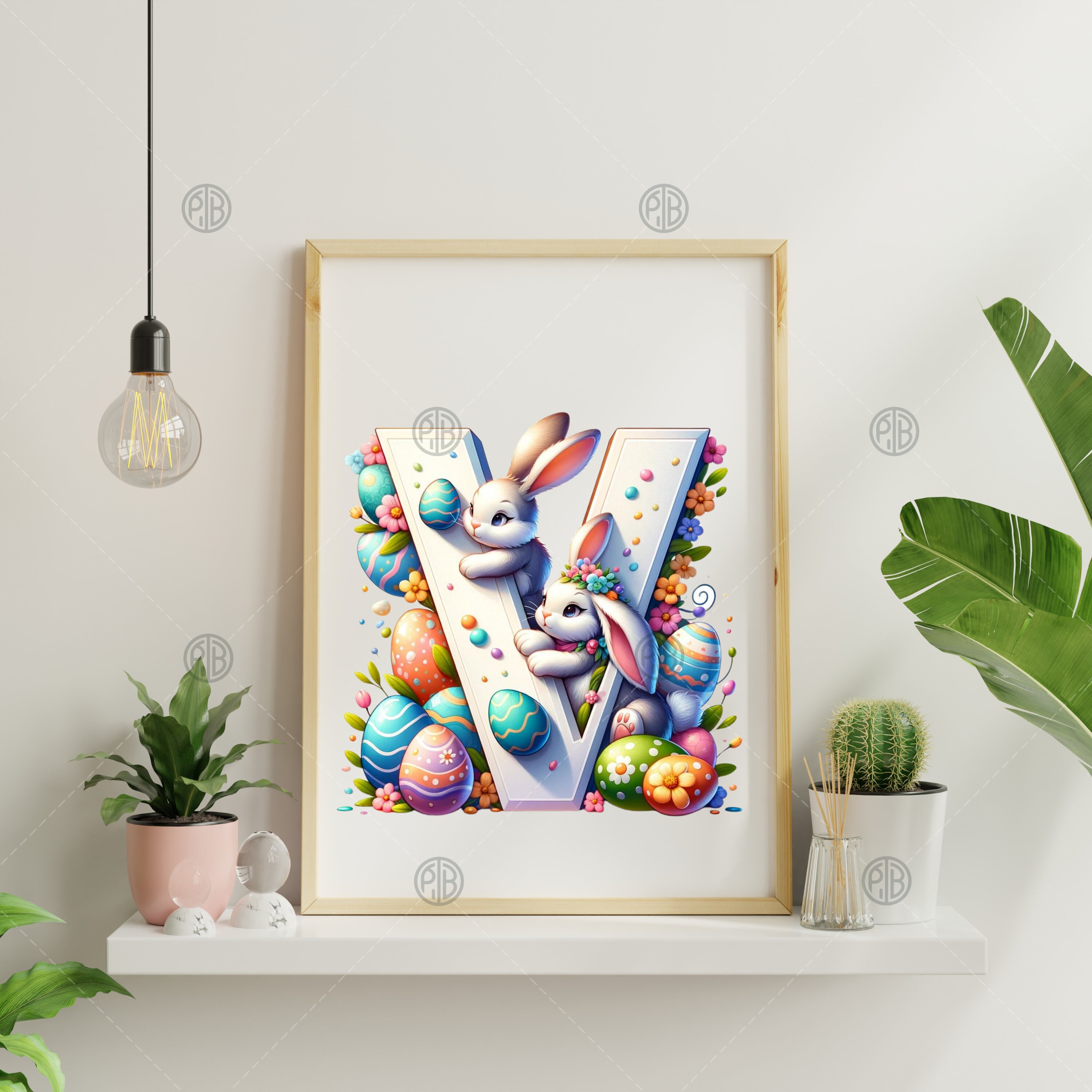 Watercolor Alphabet & Number Cute Rabbit Easter Egg Clipart, Nursery ...