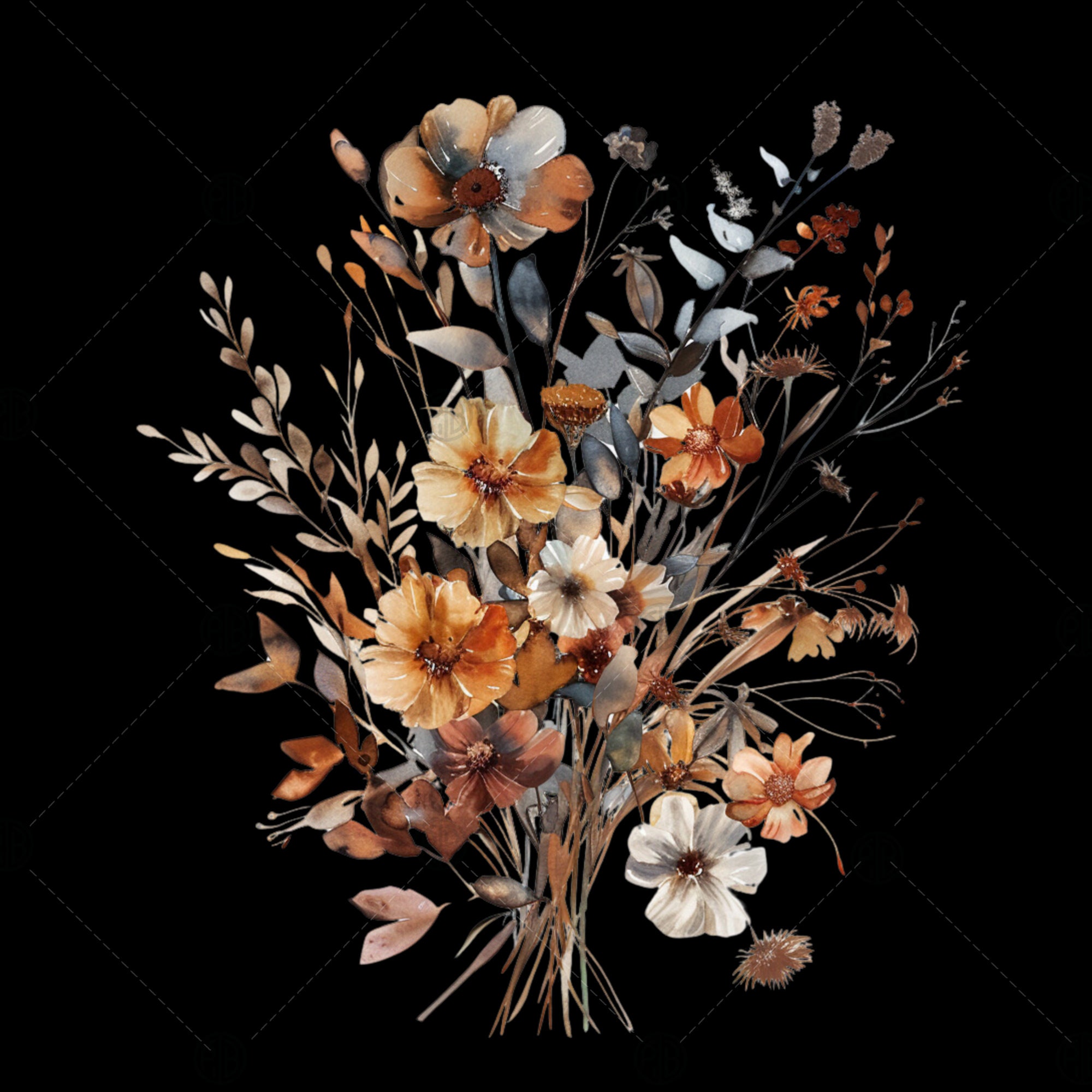 Watercolor Minimalist Wildflower PNG, Flower Clipart, Boho Floral Clip ...