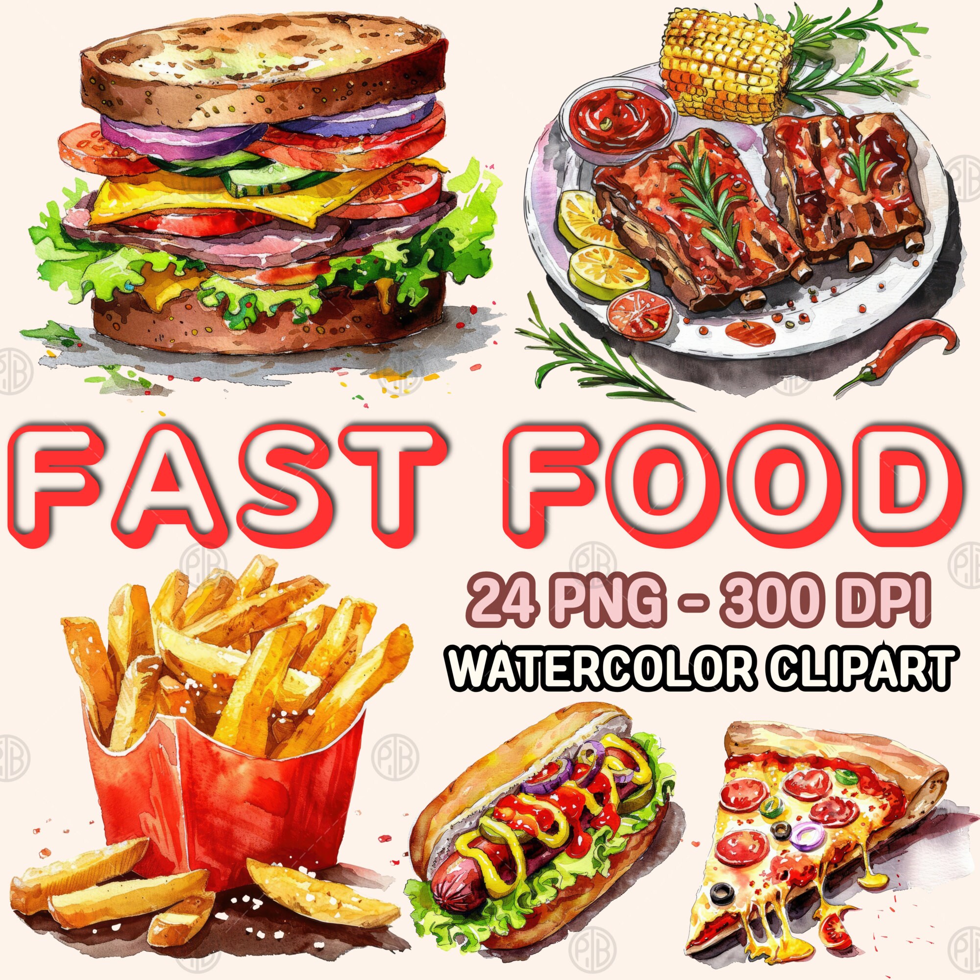 Watercolor Fast Food PNG, Burger Cheese Hamburger Clip Art ...