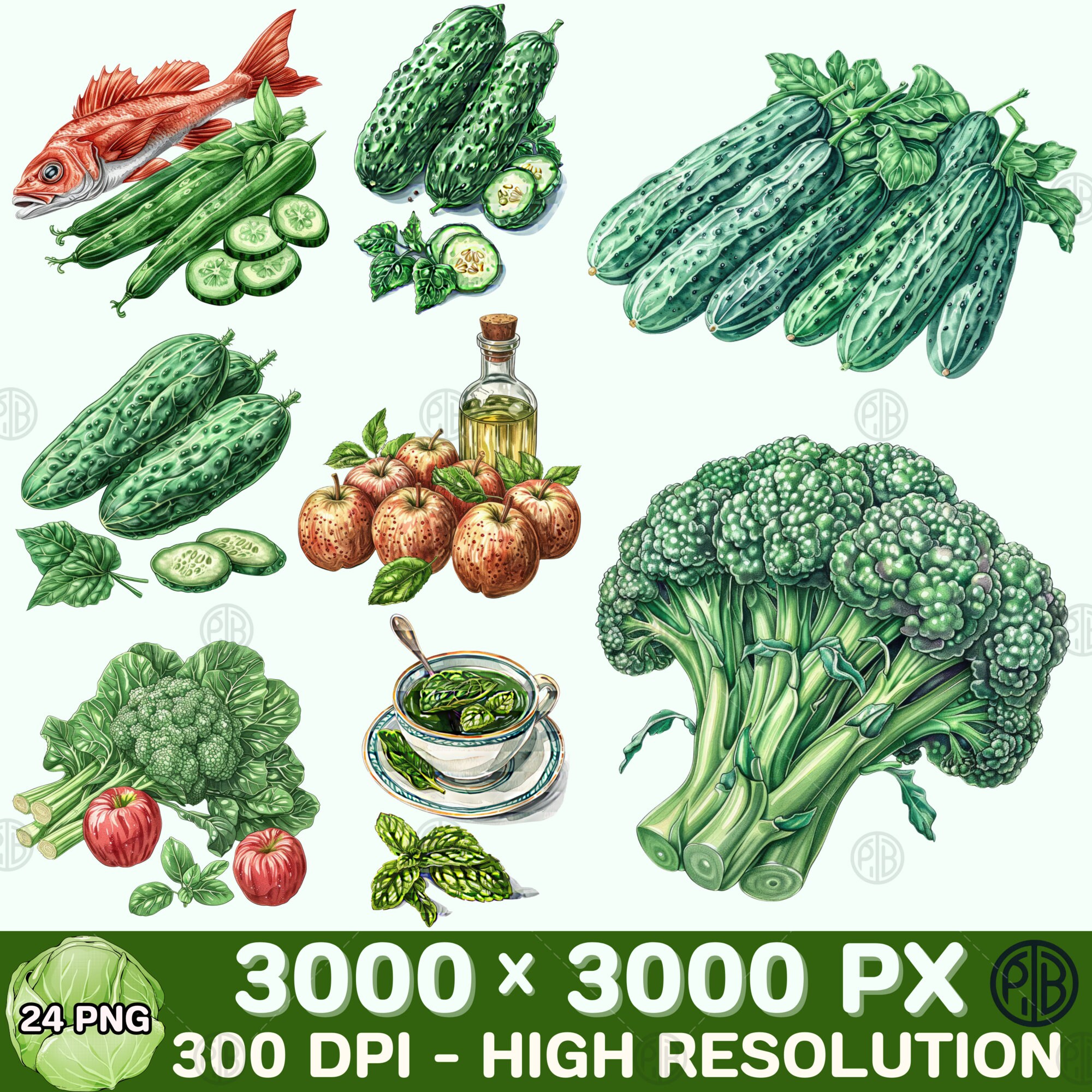 Watercolor Healthy Food PNG, Fresh Vegetable Clip Art Portrait, Organic ...