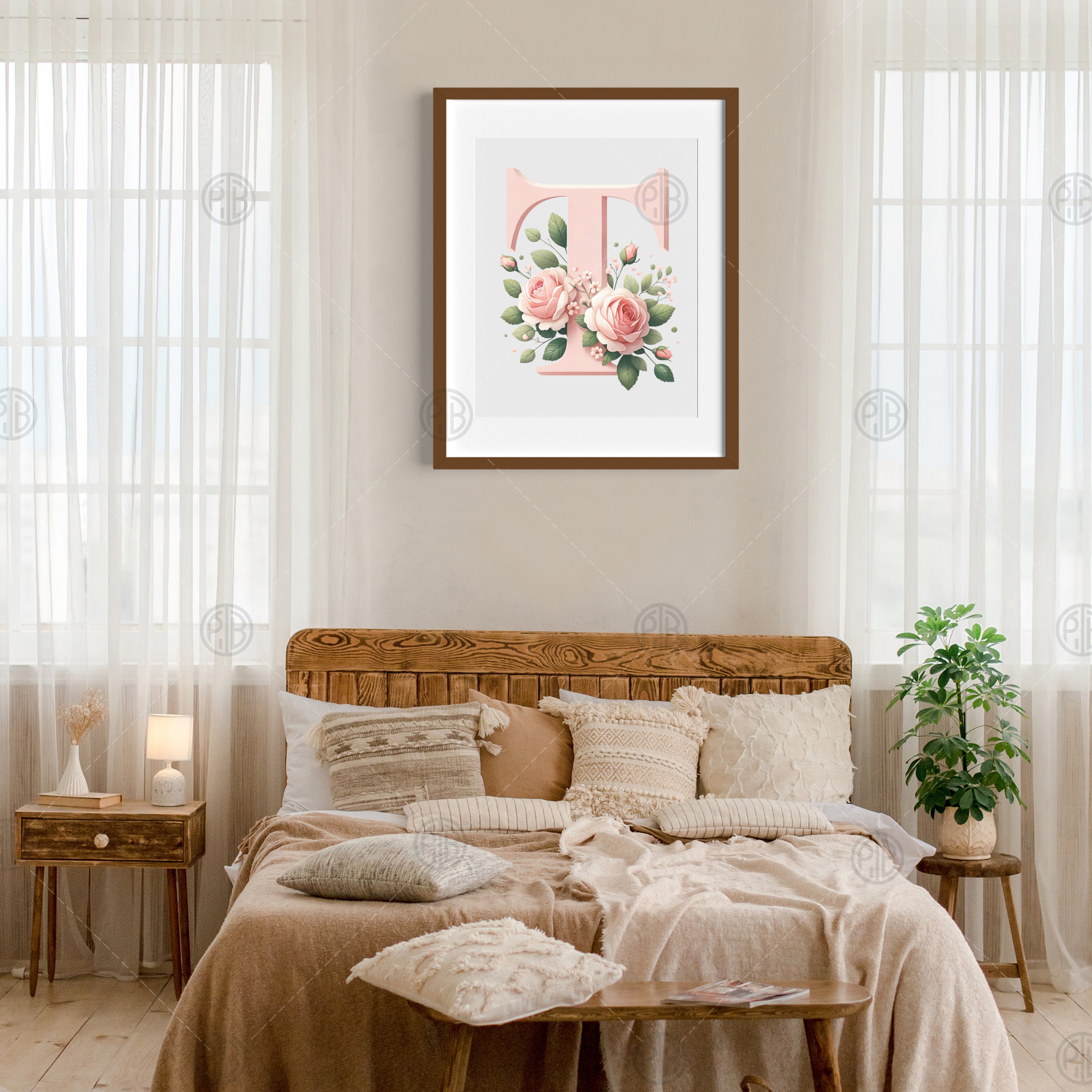 Watercolor Alphabet & Number Soft Pink Rose Clipart, Cute Floral ABC ...