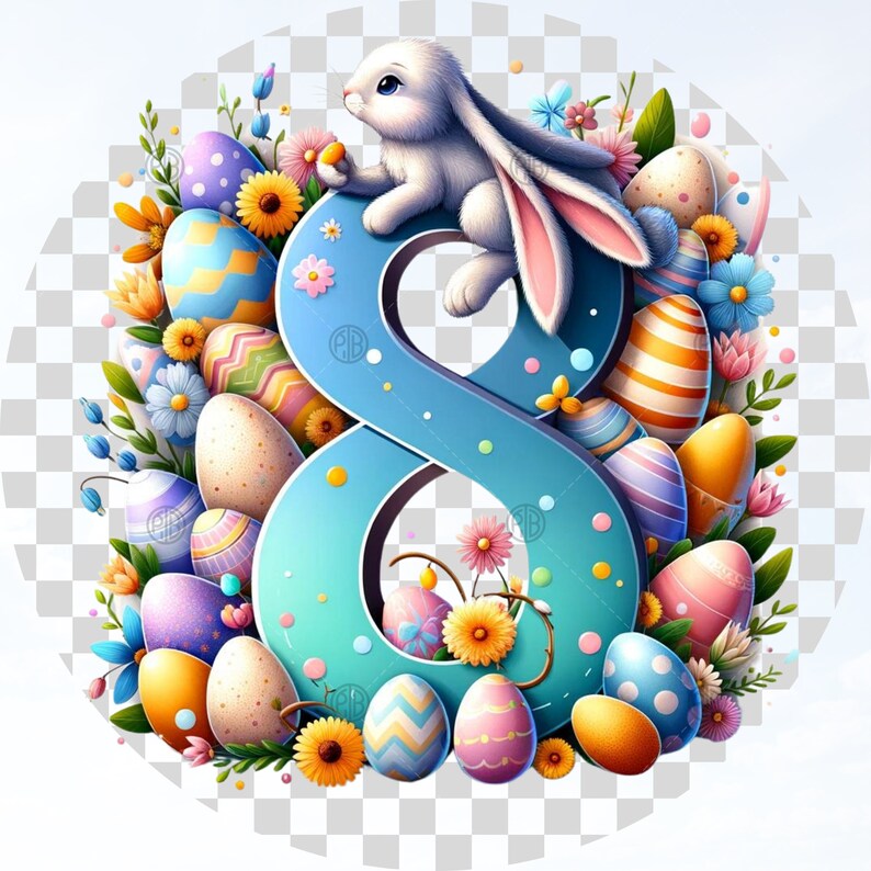 Watercolor Alphabet & Number Cute Rabbit Easter Egg Clipart, Nursery ...