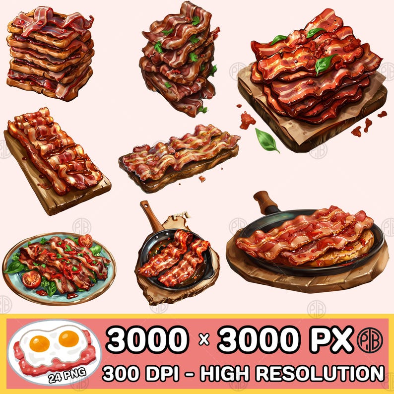 Watercolor Delicious Bacon PNG, Food Clip Art, Breakfast Clipart ...