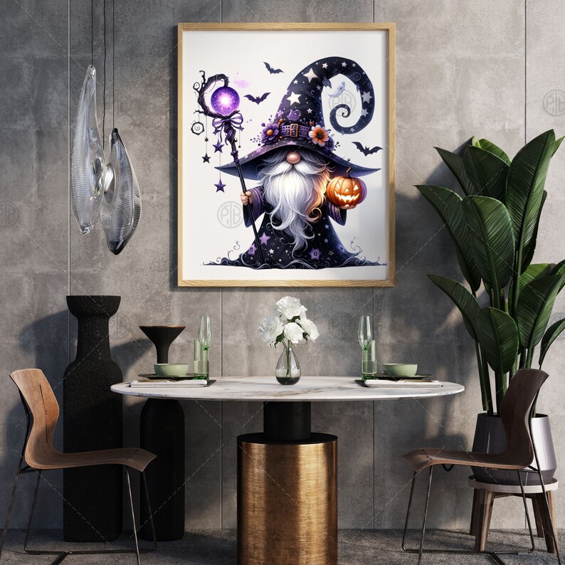 Watercolor Witch Gnomes PNG, Cute Halloween Clip Art, Funny Hat Gnome ...