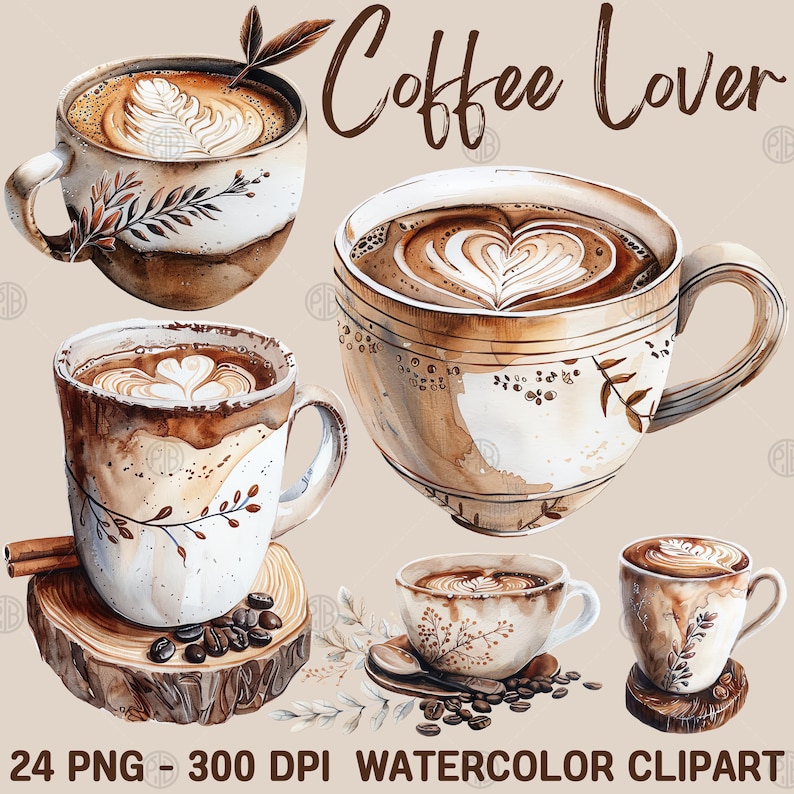 Watercolor Coffee Lover PNG, Coffee Mug Clip Art, Coffee Cups Clipart ...