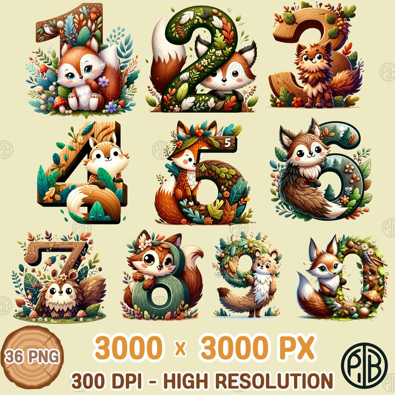 Watercolor Alphabet & Number Woodland Animals Clipart, Cute Animal ...