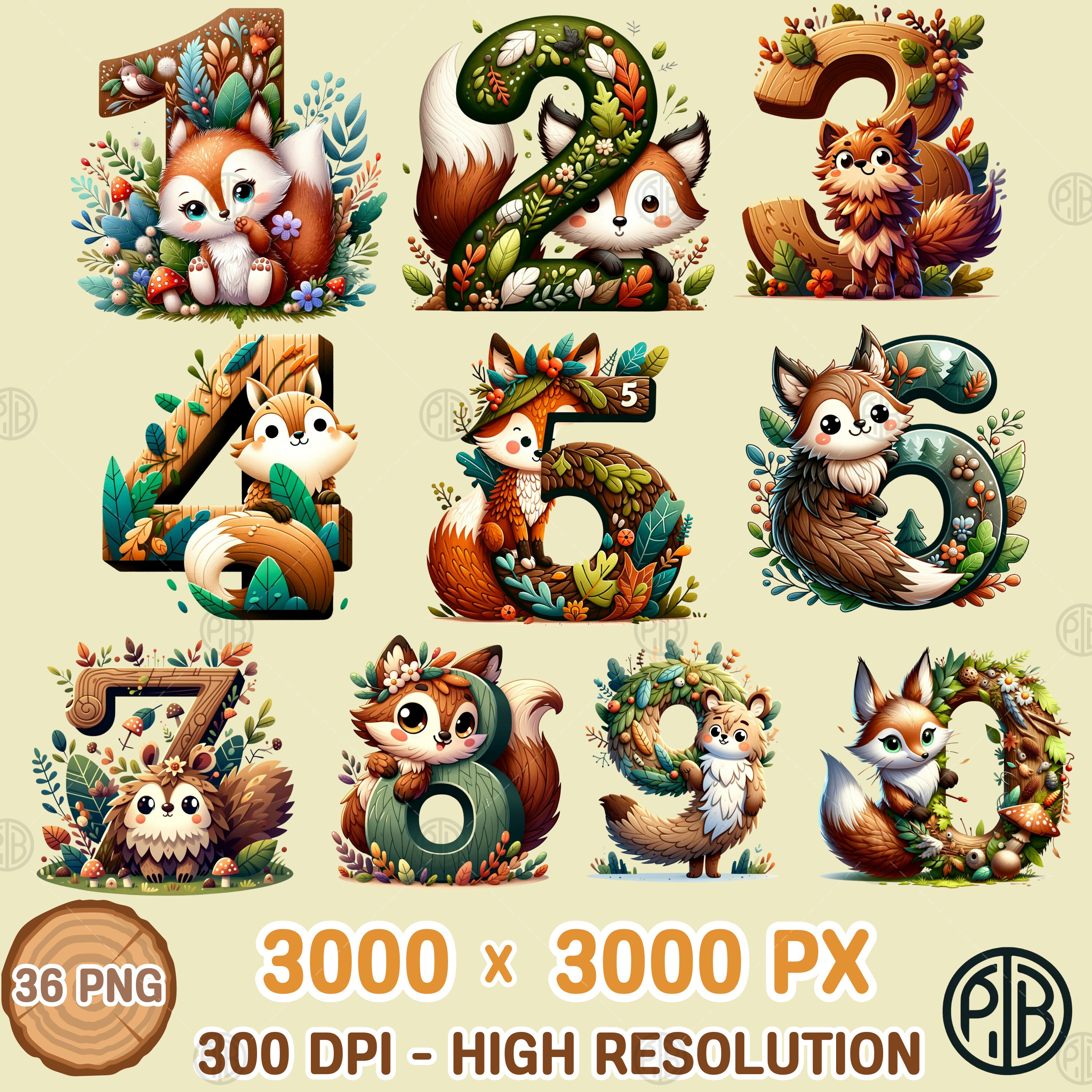 Watercolor Alphabet & Number Woodland Animals Clipart, Cute Animal ...