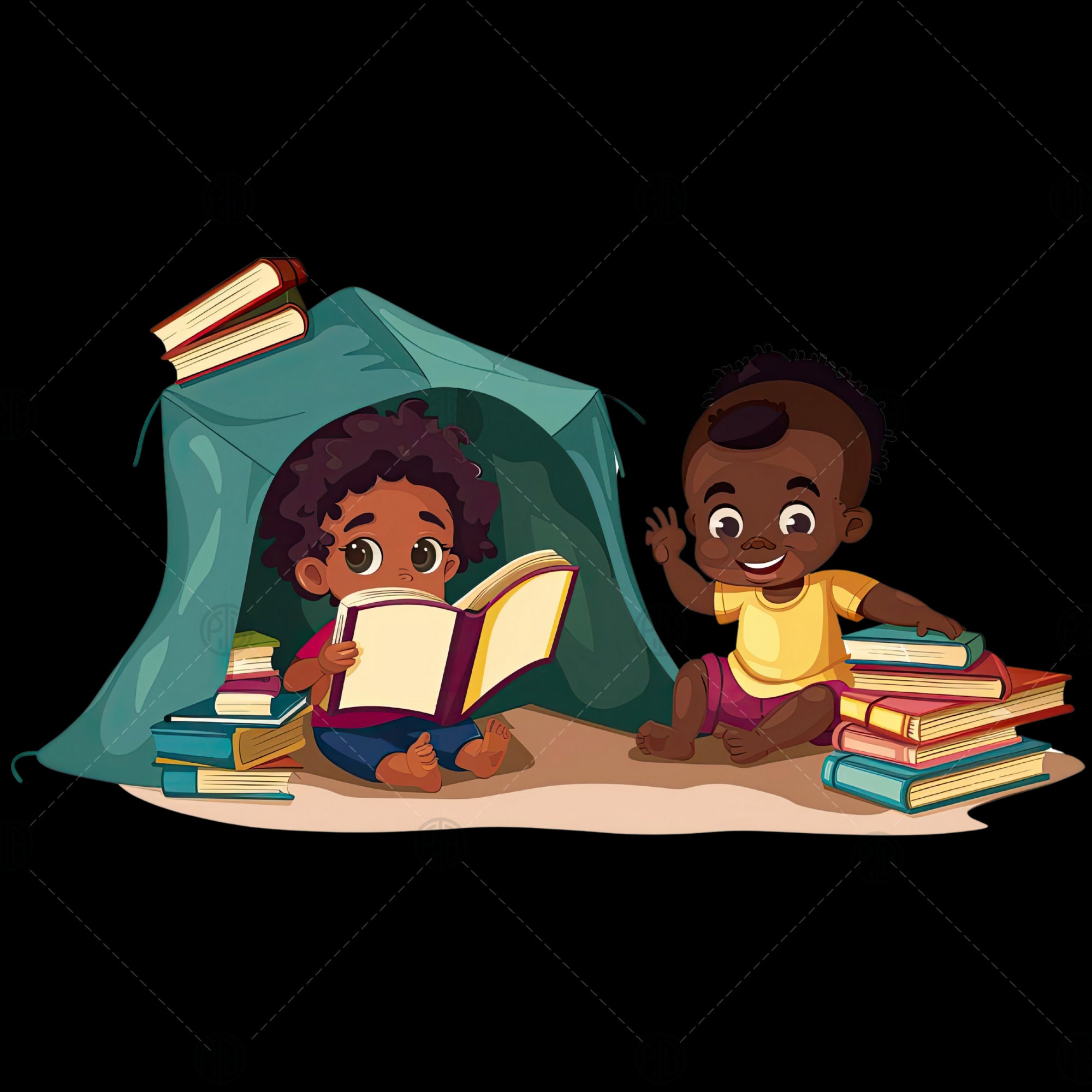 Watercolor Kids Reading Book PNG, Books Clip Art Portrait, Toddlers ...