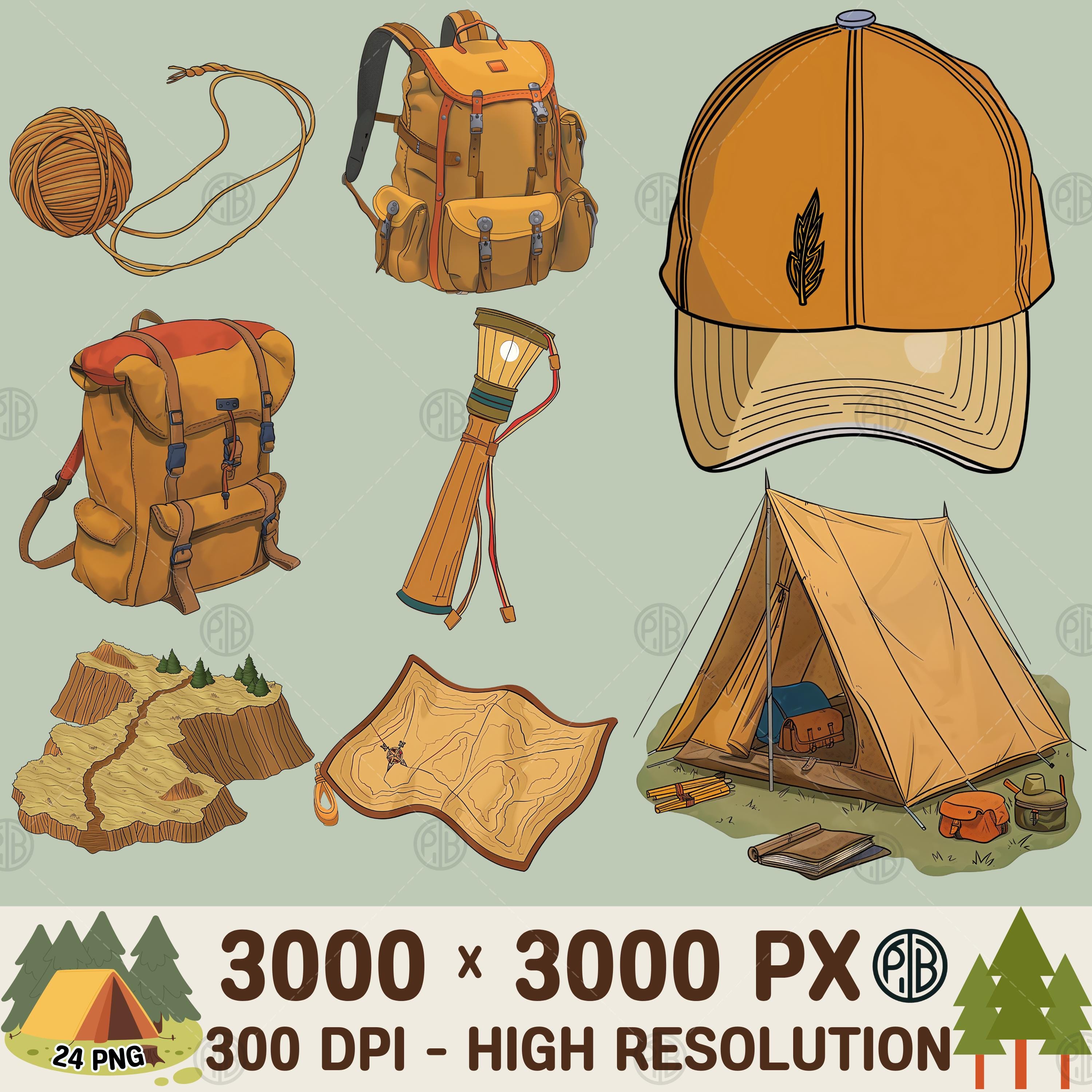 Watercolor Camping PNG, Travel Clip Art, Adventure Nature Clipart ...
