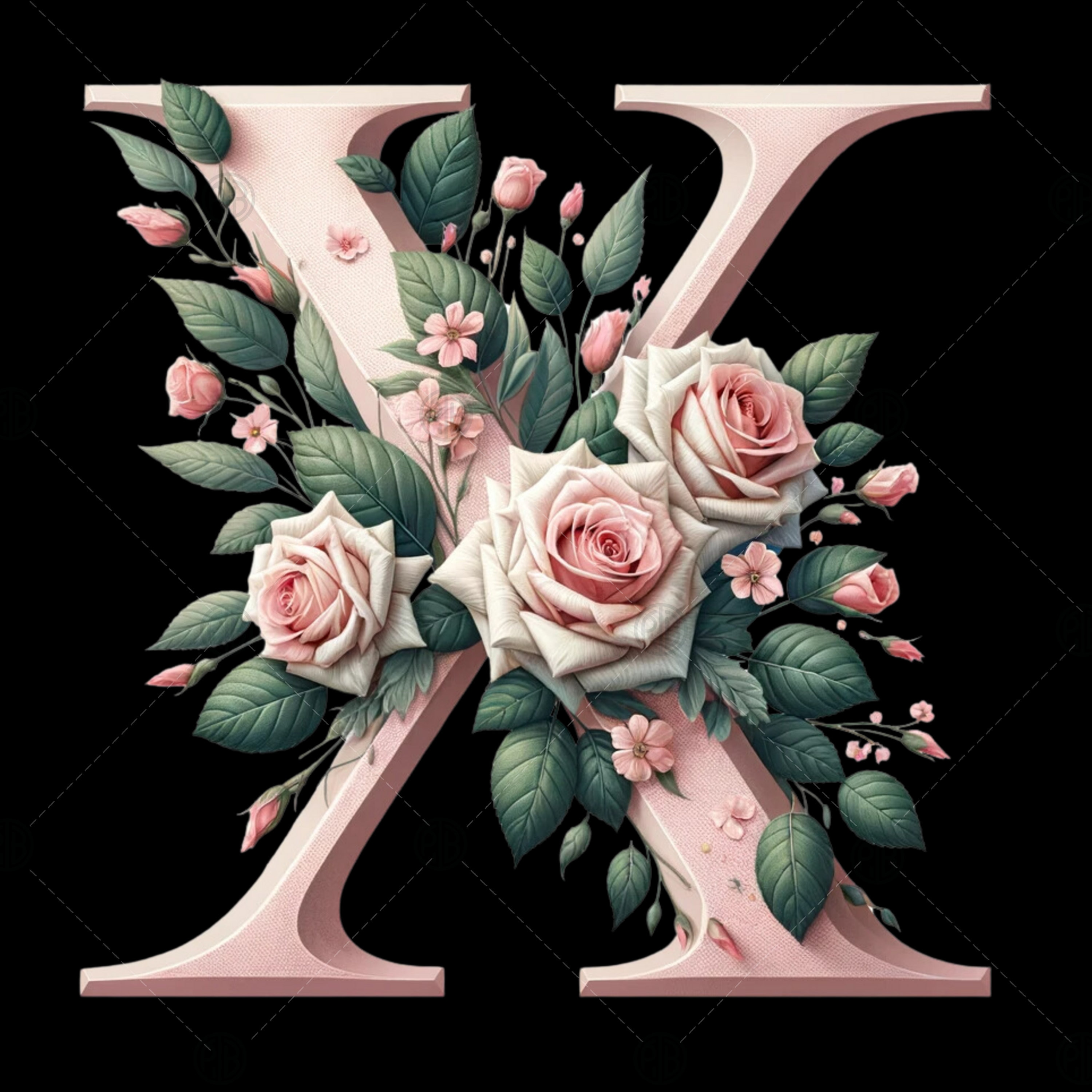 Watercolor Alphabet & Number Soft Pink Rose Clipart, Cute Floral ABC ...