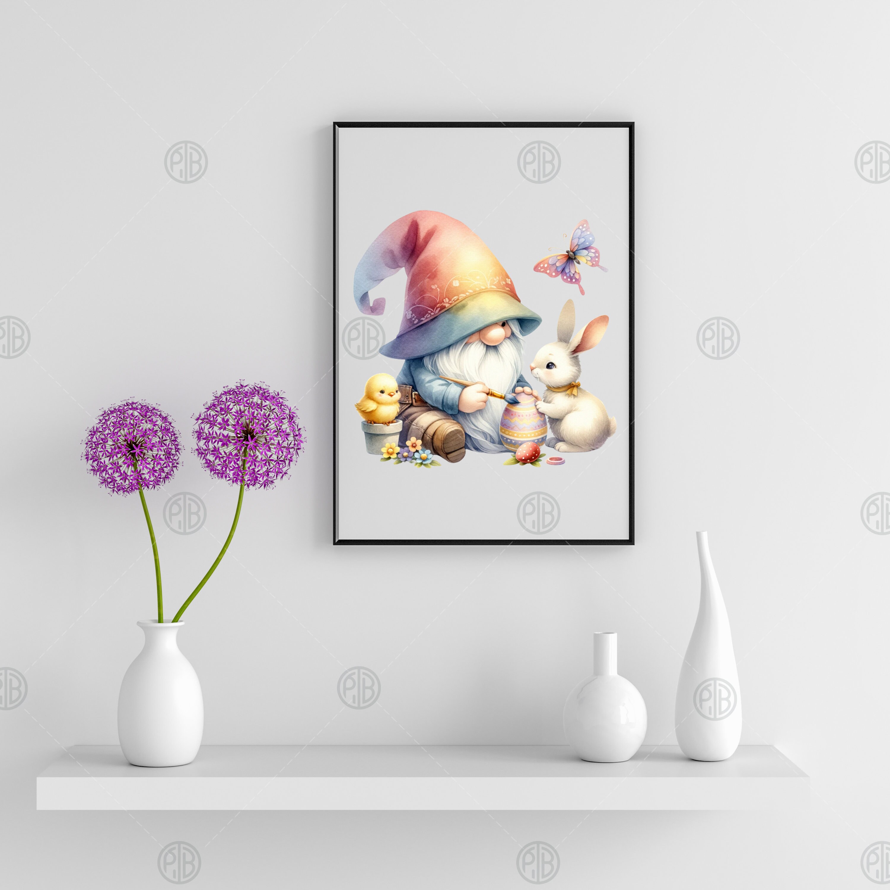 Watercolor Easter Gnome Clipart, Cute Gnomes With Bunny & Chick PNG ...