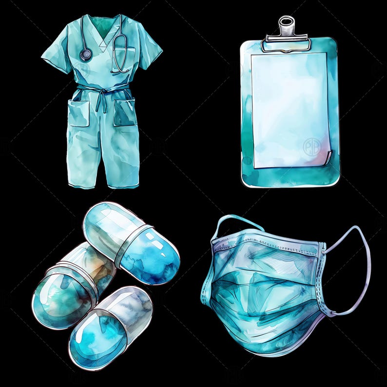 Watercolor Medical PNG, Healthcare Clip Art, Nurse Doctor Tools Clipart ...